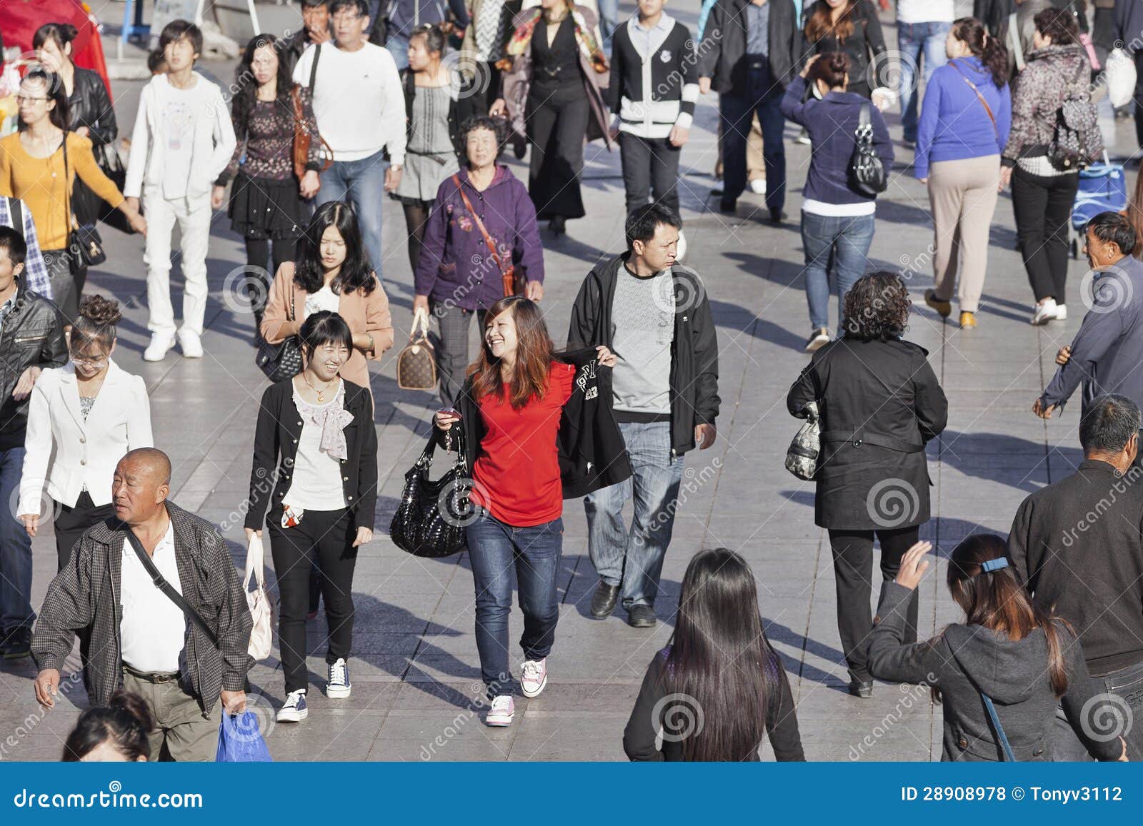 Young Chinese Women in a Moving Crowd Editorial Stock Photo - Image of ...
