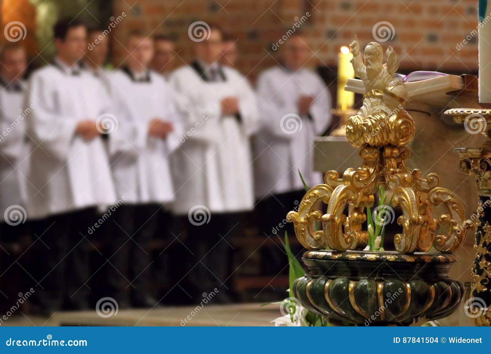 The Young Clerics of the Seminary during Mass Stock Photo - Image of ...