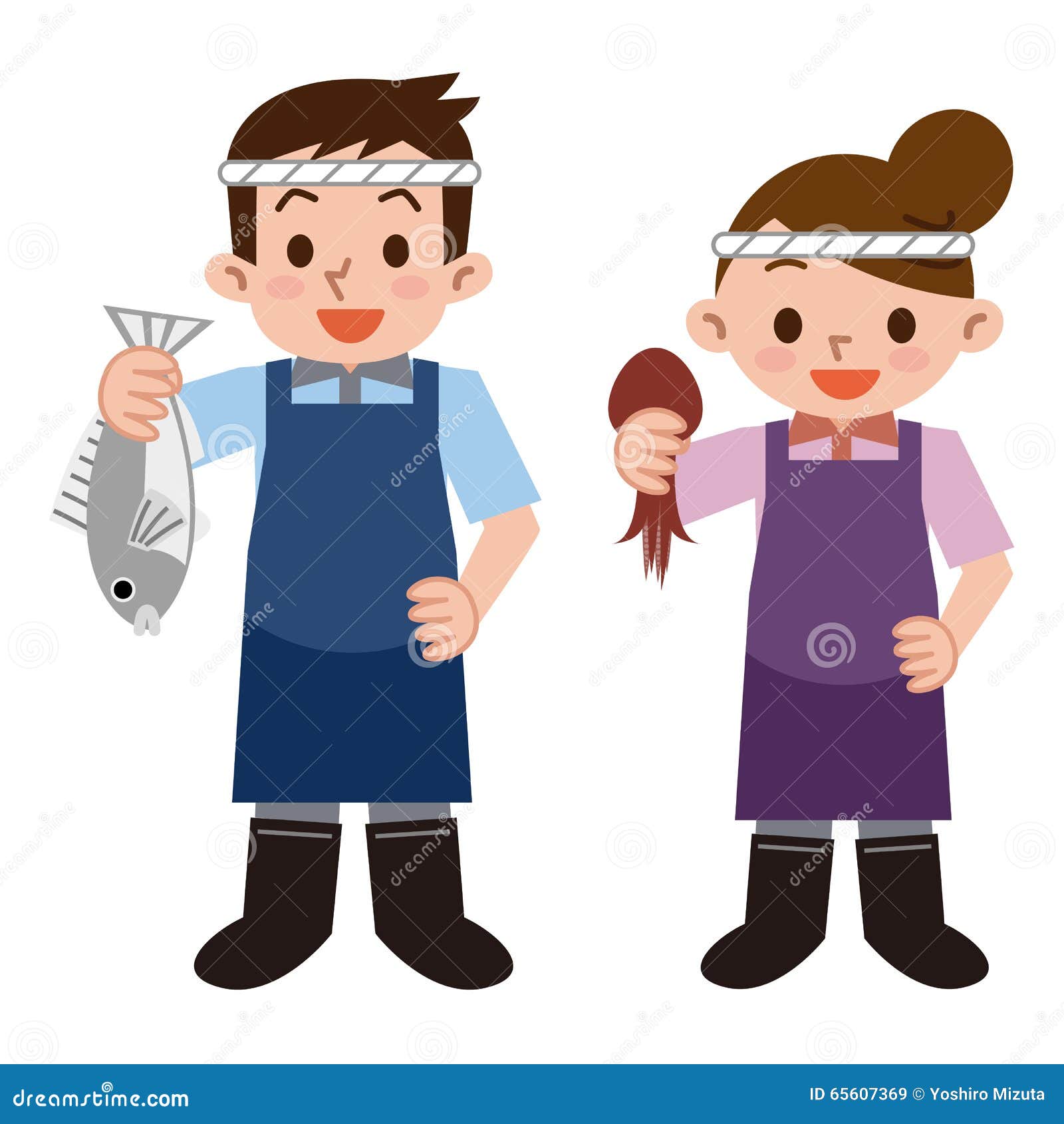 Japanese Fishmonger Butcher Chef Cook With Knife Holding Fish Vector ... Japanese Fishmonger Butcher Chef Cook With Knife Holding Fish Vector ...