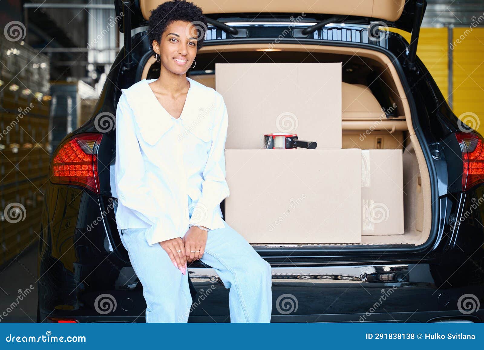 Young Client Brought Cardboard Boxes into Storage Stock Photo - Image ...