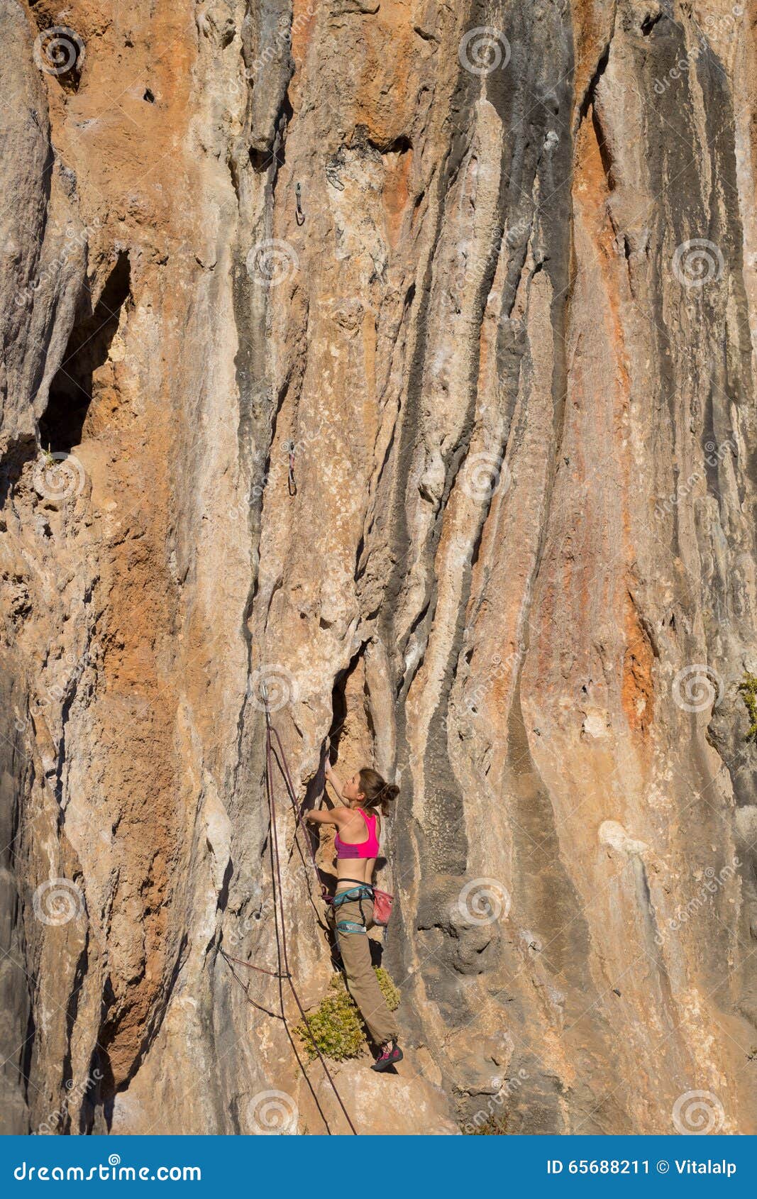 Young Climber Hanging by a Cliff Stock Image - Image of altitude ...