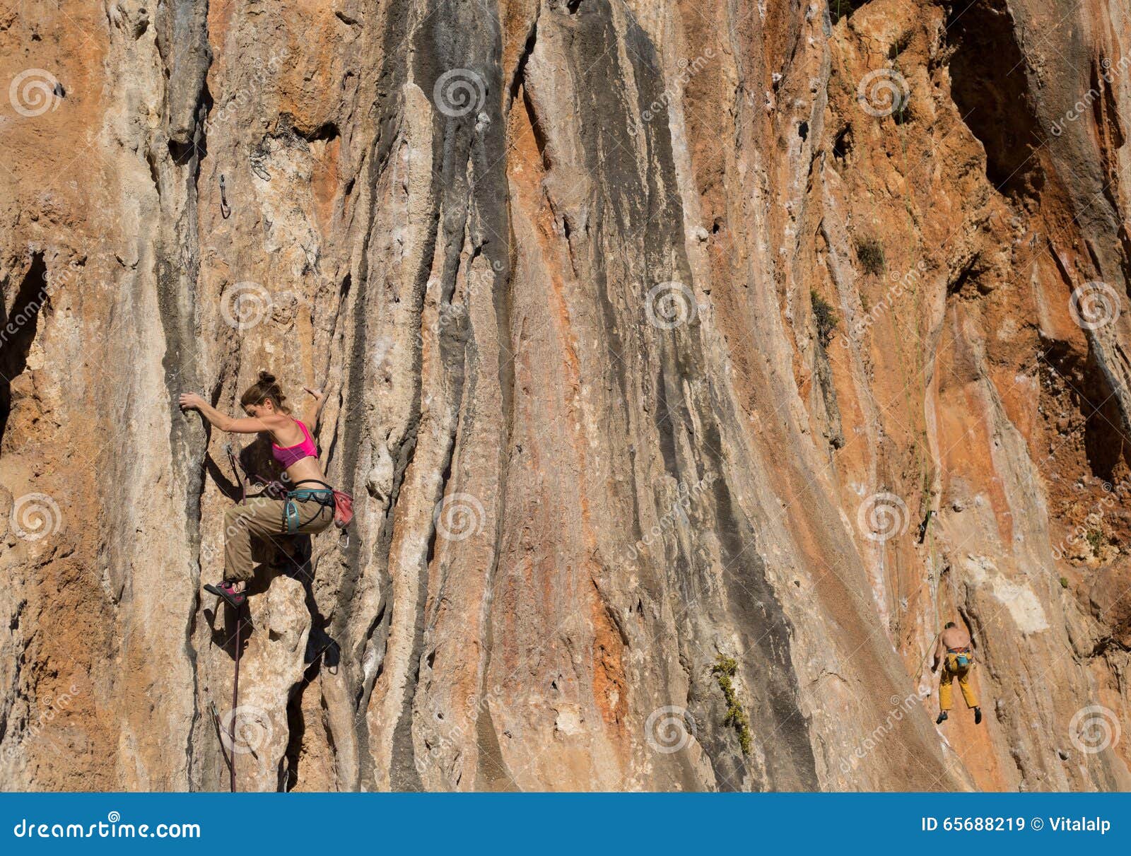 Young Climber Hanging by a Cliff Stock Image - Image of hanging ...