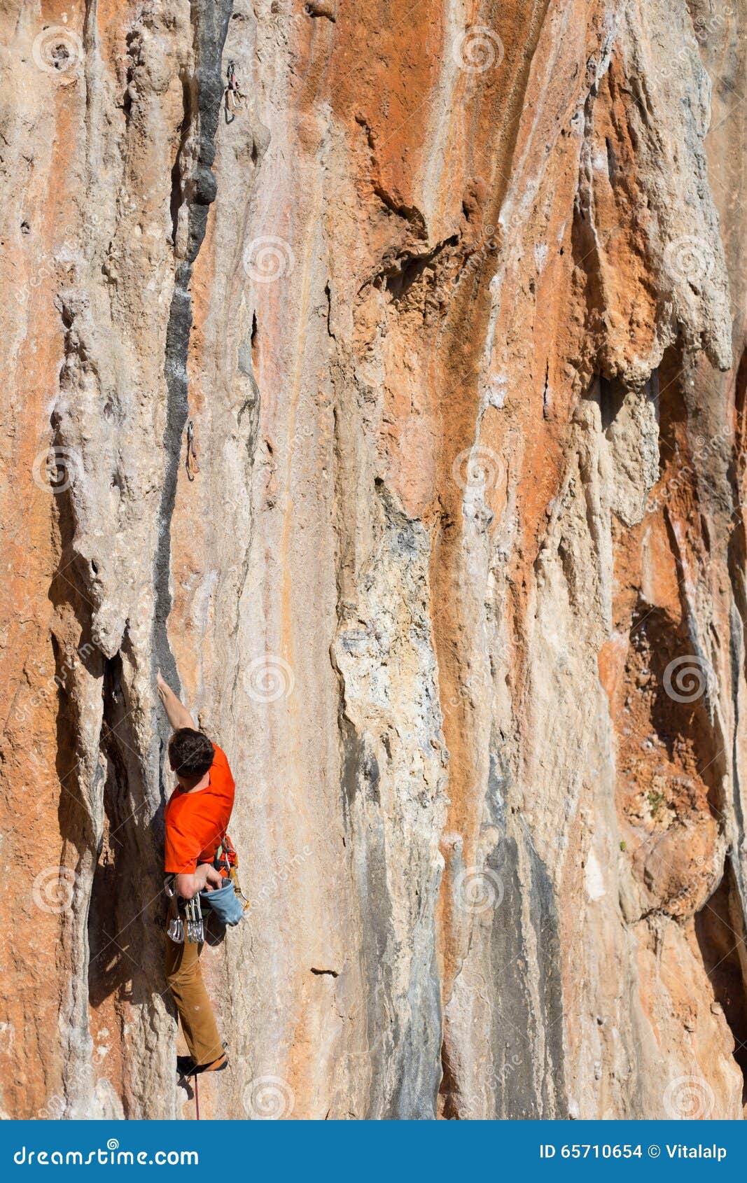 Young Climber Hanging by a Cliff Stock Photo - Image of climb, height ...