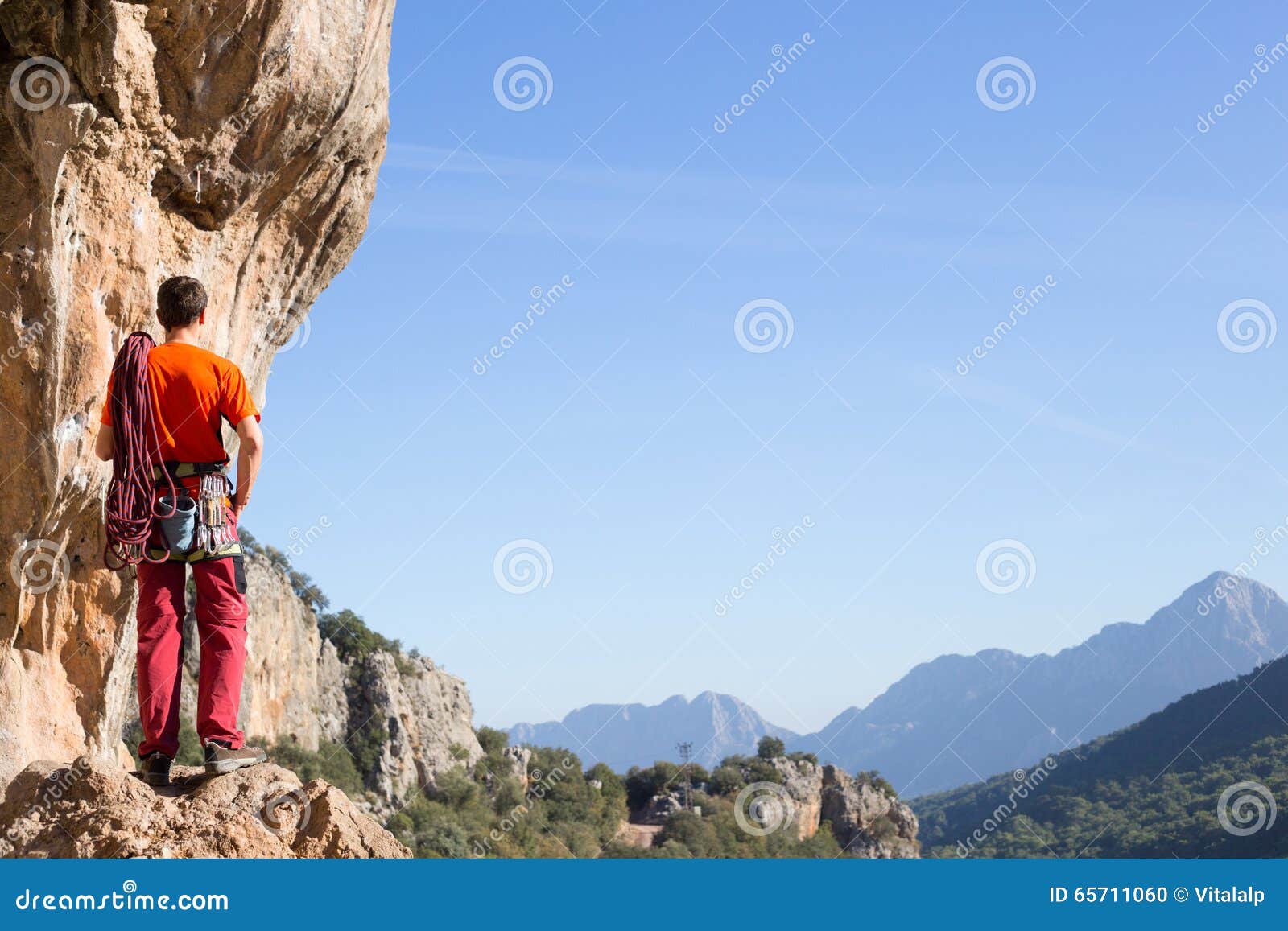 Young Climber Hanging by a Cliff Stock Photo - Image of effort ...
