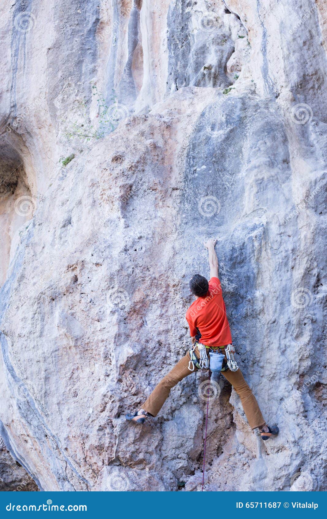 Young Climber Hanging by a Cliff Stock Image - Image of hiking, dangle ...
