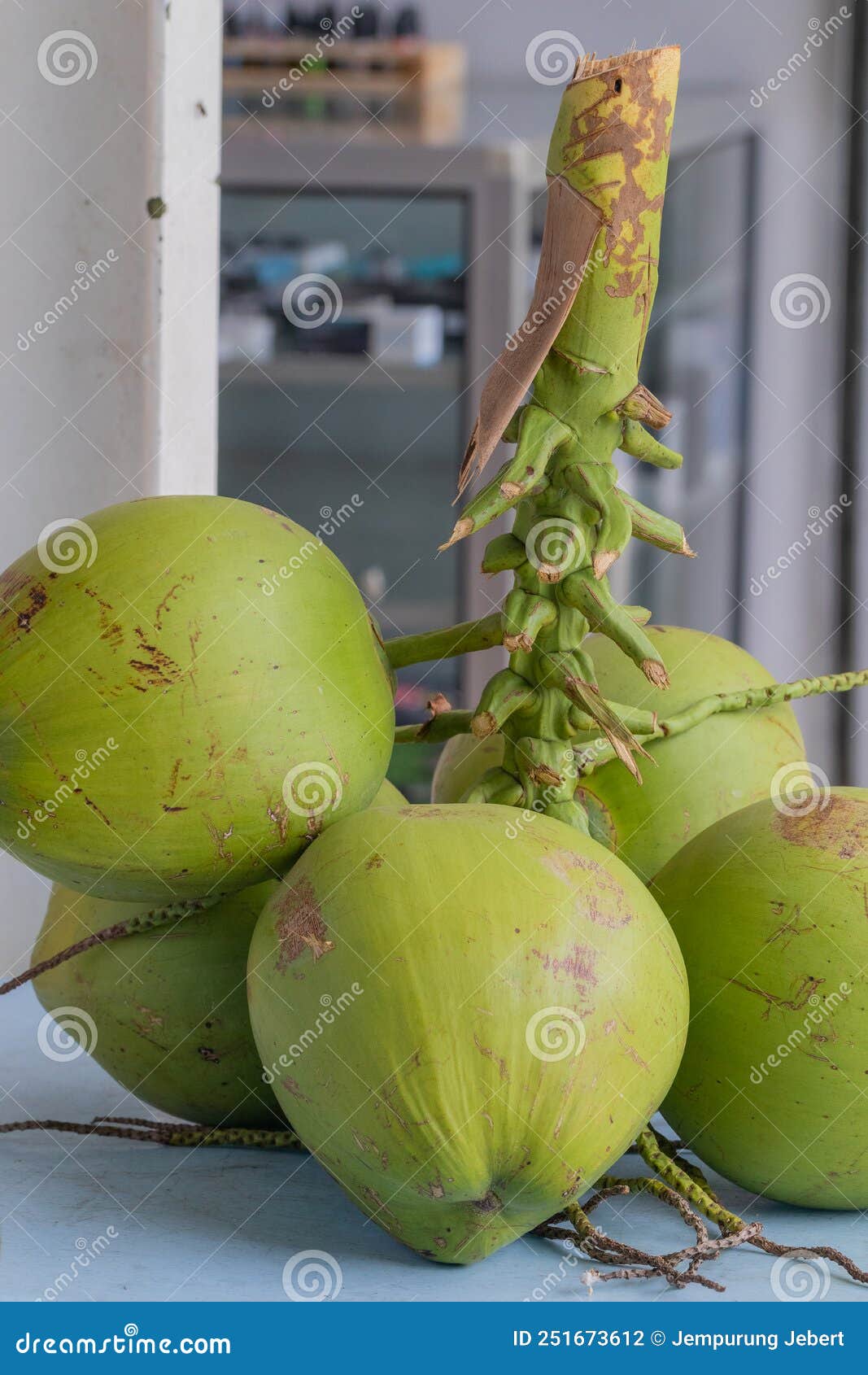 Young Coconut Display at the Restaurant or Bar Stock Photo - Image of ...