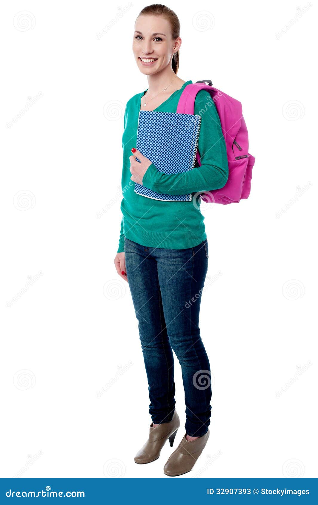 Young College Girl Posing with Backpack Stock Image - Image of casual ...