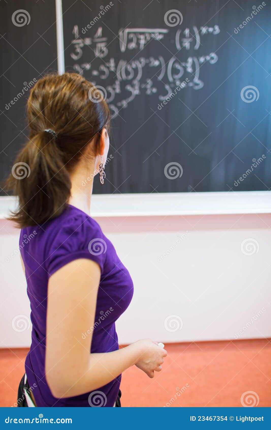 Young College Student by the Chalkboard/ Stock Photo - Image of board ...