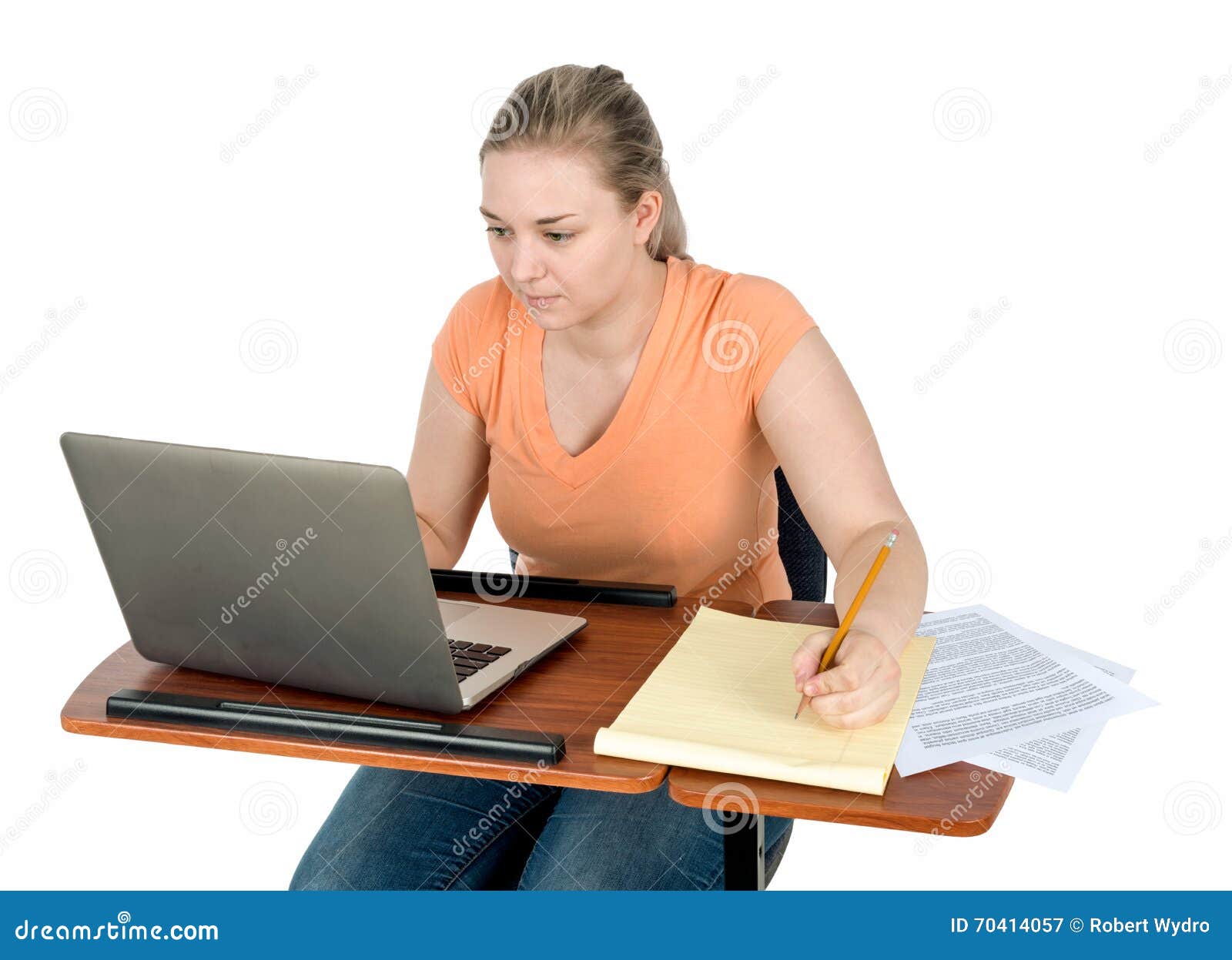Young College Student Working on Laptop Computer Stock Image - Image of ...