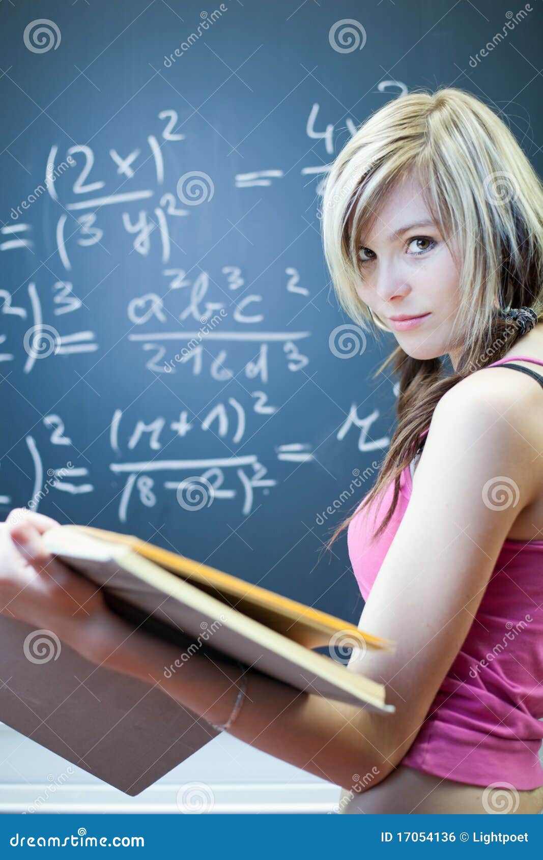 Young College Student Writing on the Chalkboard Stock Photo - Image of ...