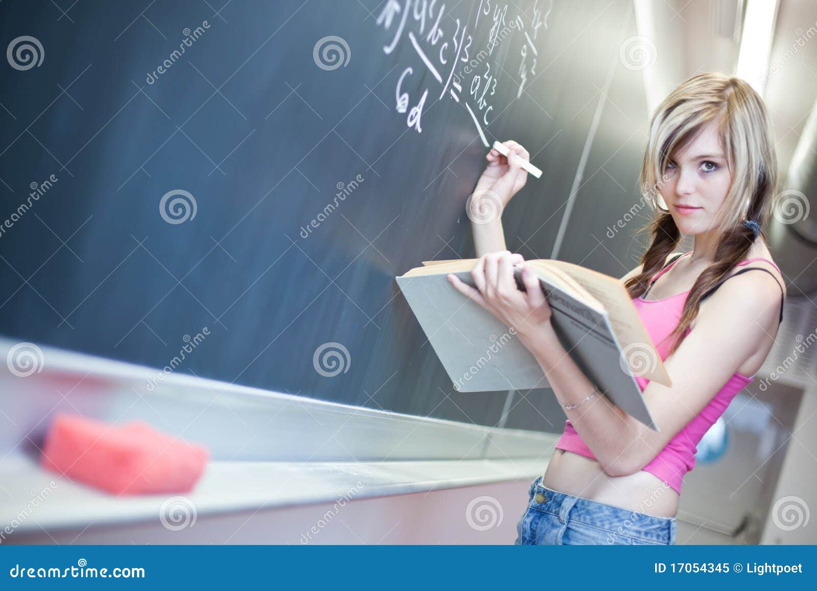 Young College Student Writing on the Chalkboard Stock Image - Image of ...