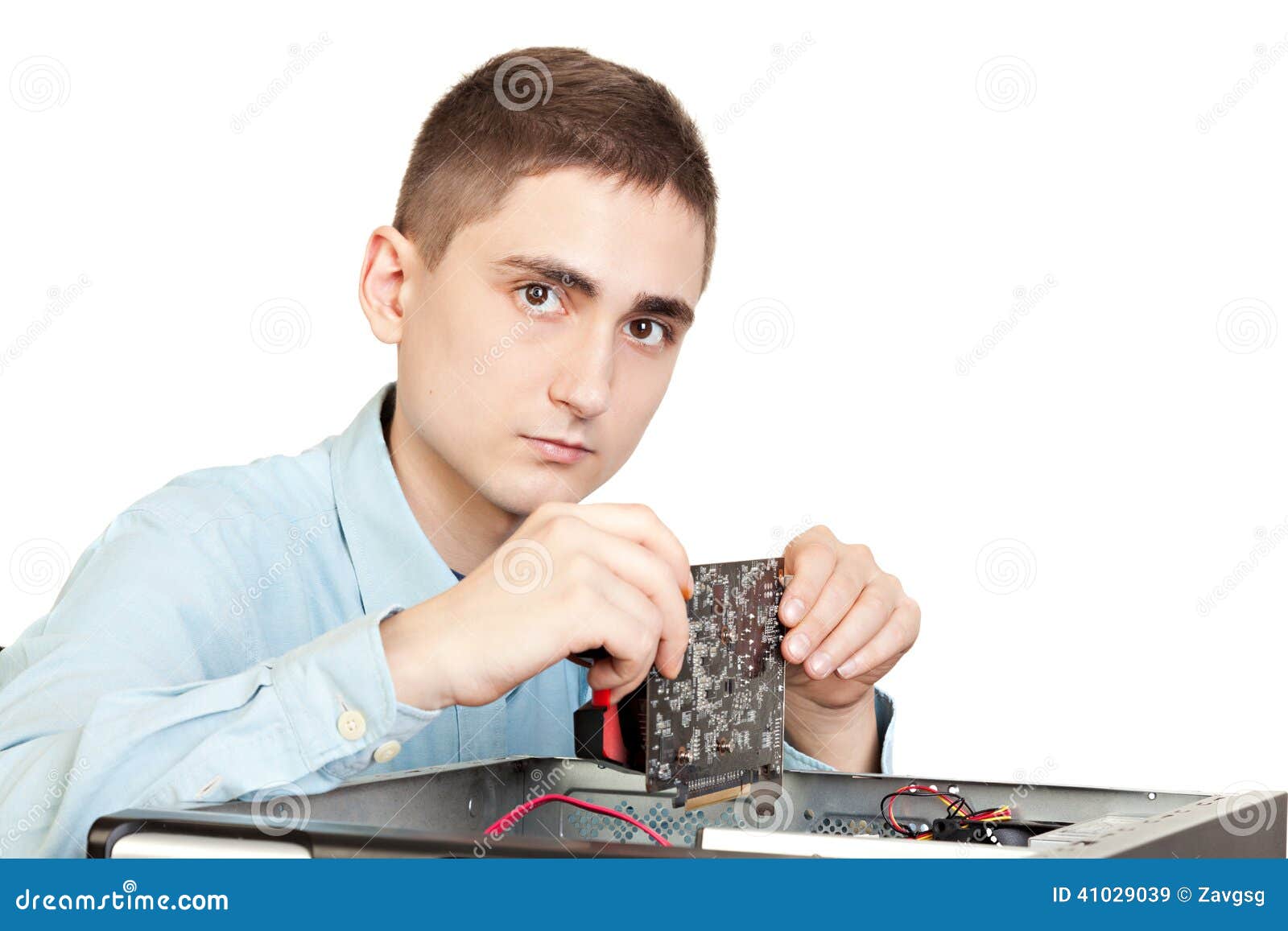 Young computer engineer stock image. Image of mainboard - 41029039