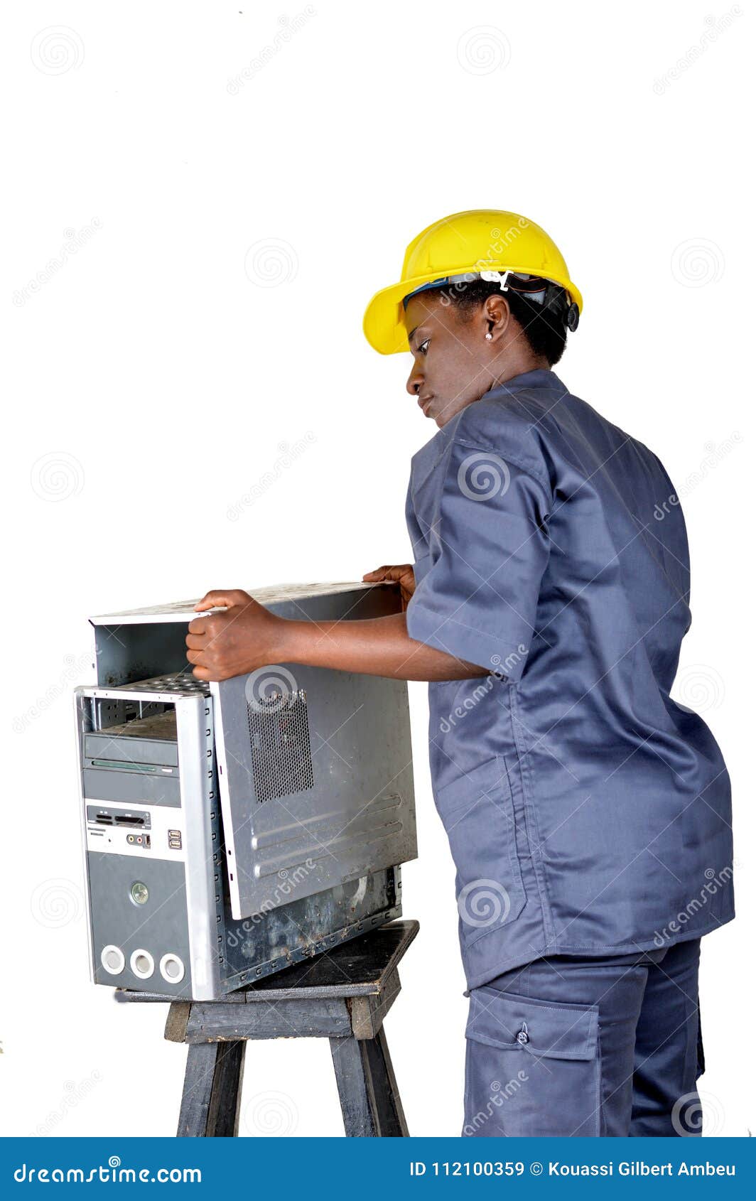 Young Computer Maintenance Technician Opens a Desktop Computer. Stock ...