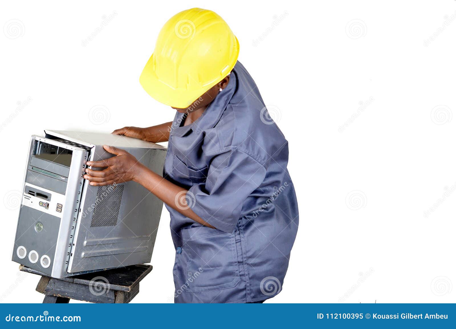 Young Computer Maintenance Technician Opens a Desktop Computer. Stock ...