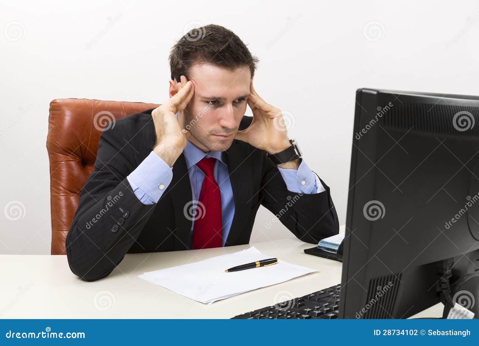 Young Concerned Businessman Stock Photo - Image of business, display ...