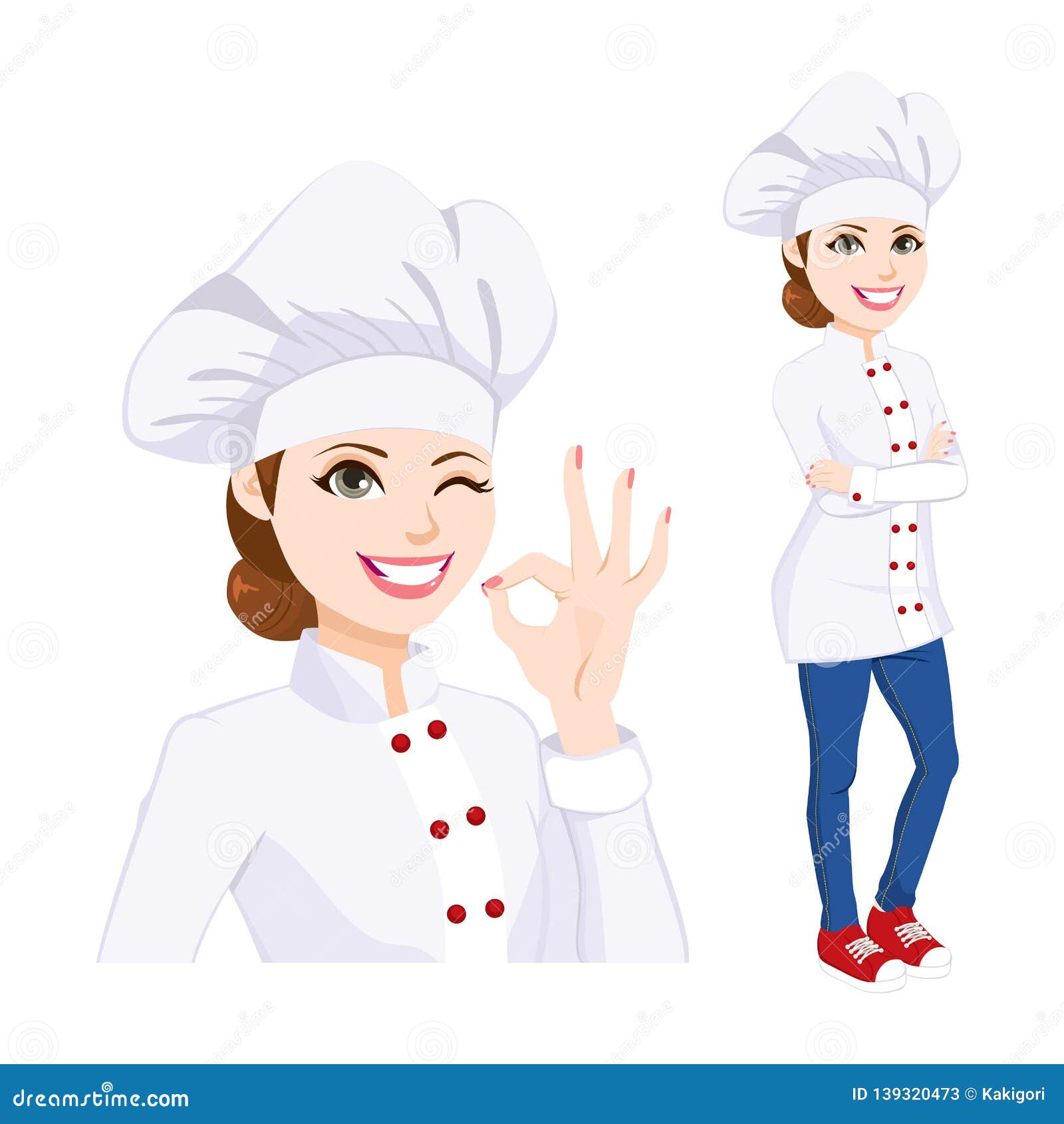 Chef Woman Gesturing Okay Sign Stock Vector - Illustration of ... Chef Woman Gesturing Okay Sign Stock Vector - Illustration of ...