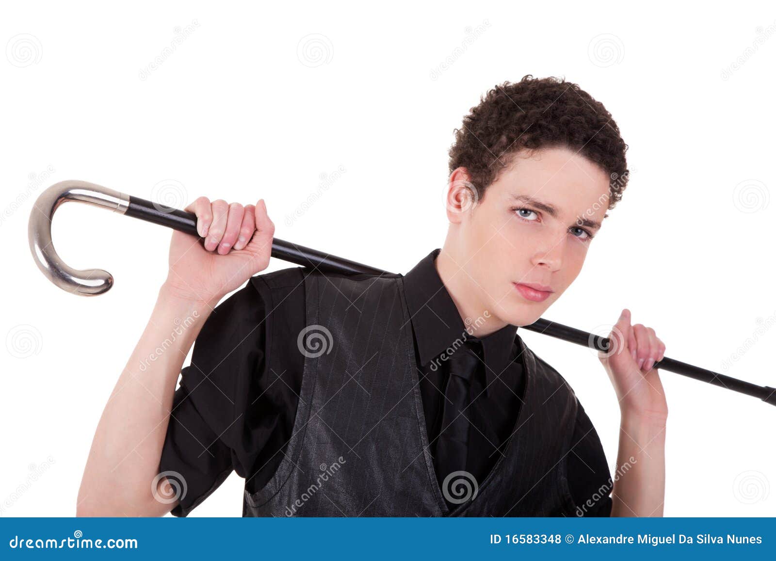 Young Confident Man Holding a Cane Stock Photo - Image of retro, male ...