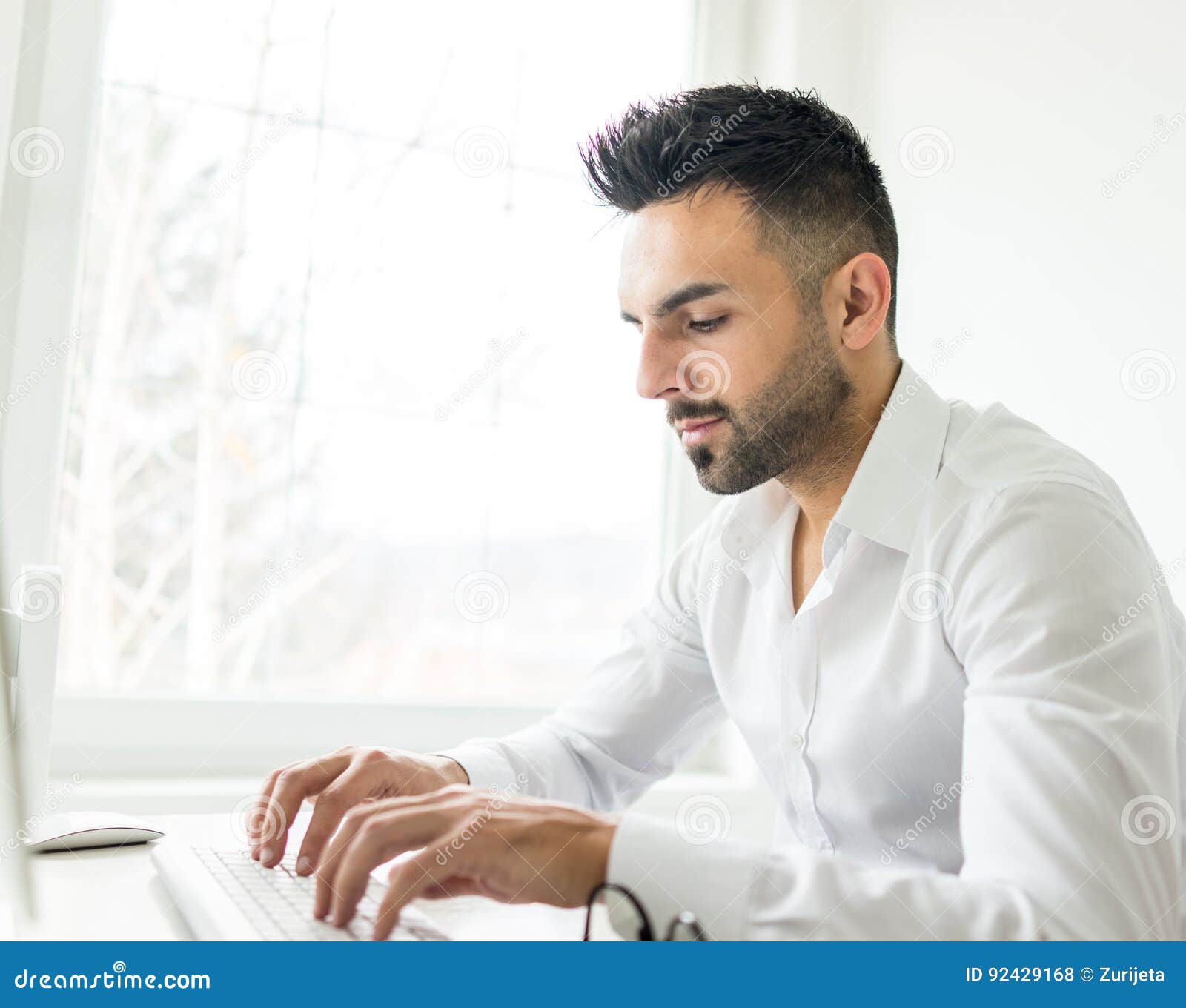 Young Confident Man Working in Modern Office Stock Photo - Image of ...