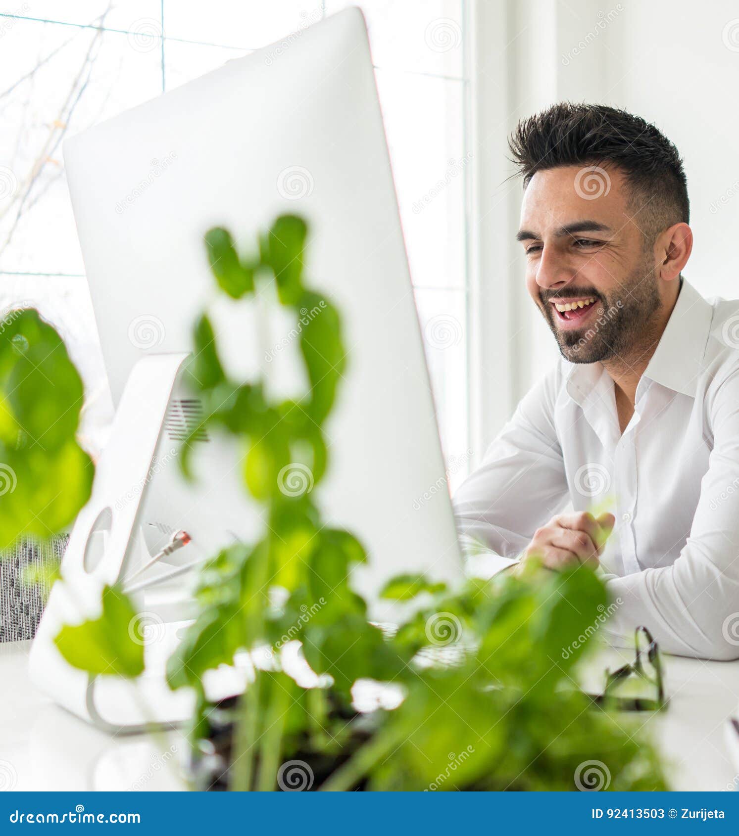 Young Confident Man Working in Modern Office Stock Image - Image of ...