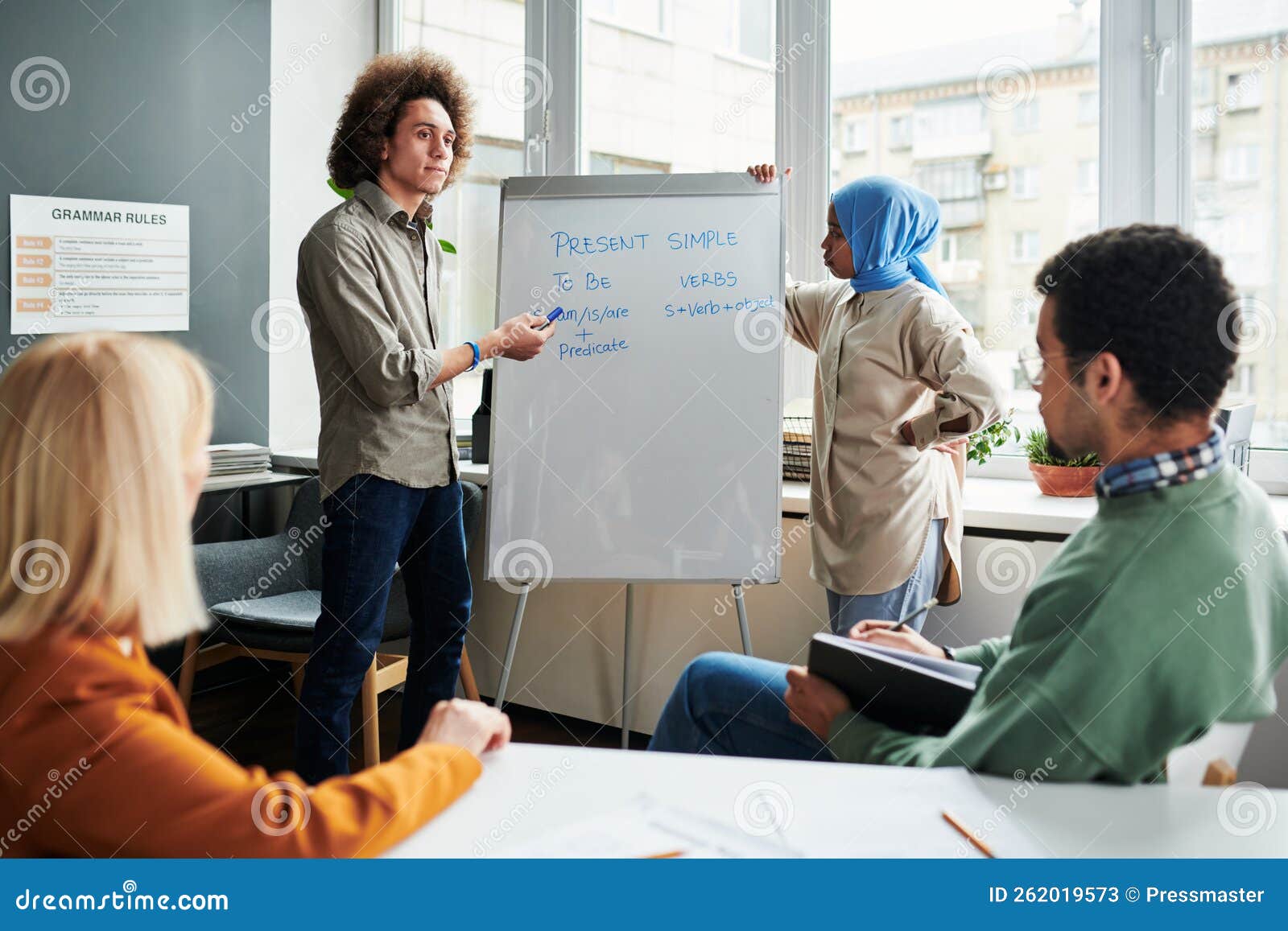 Young Confident Student or Teacher Making Presentation Stock Image ...
