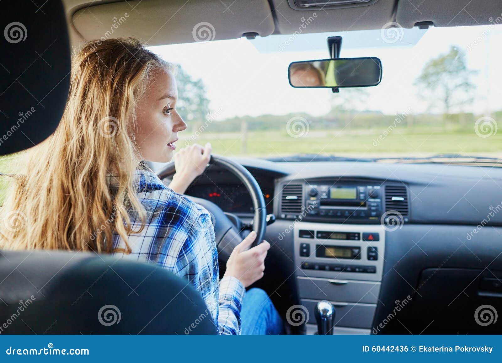 Young Confident Woman Driving a Car Stock Photo - Image of sunrise ...
