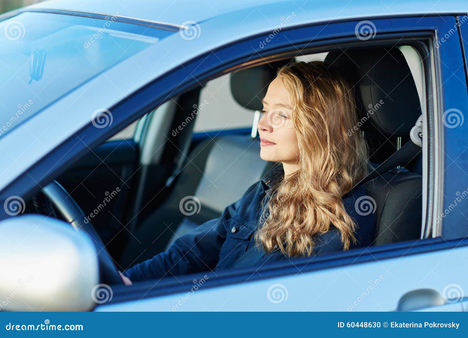 Young Confident Woman Driving a Car Stock Photo - Image of journey ...