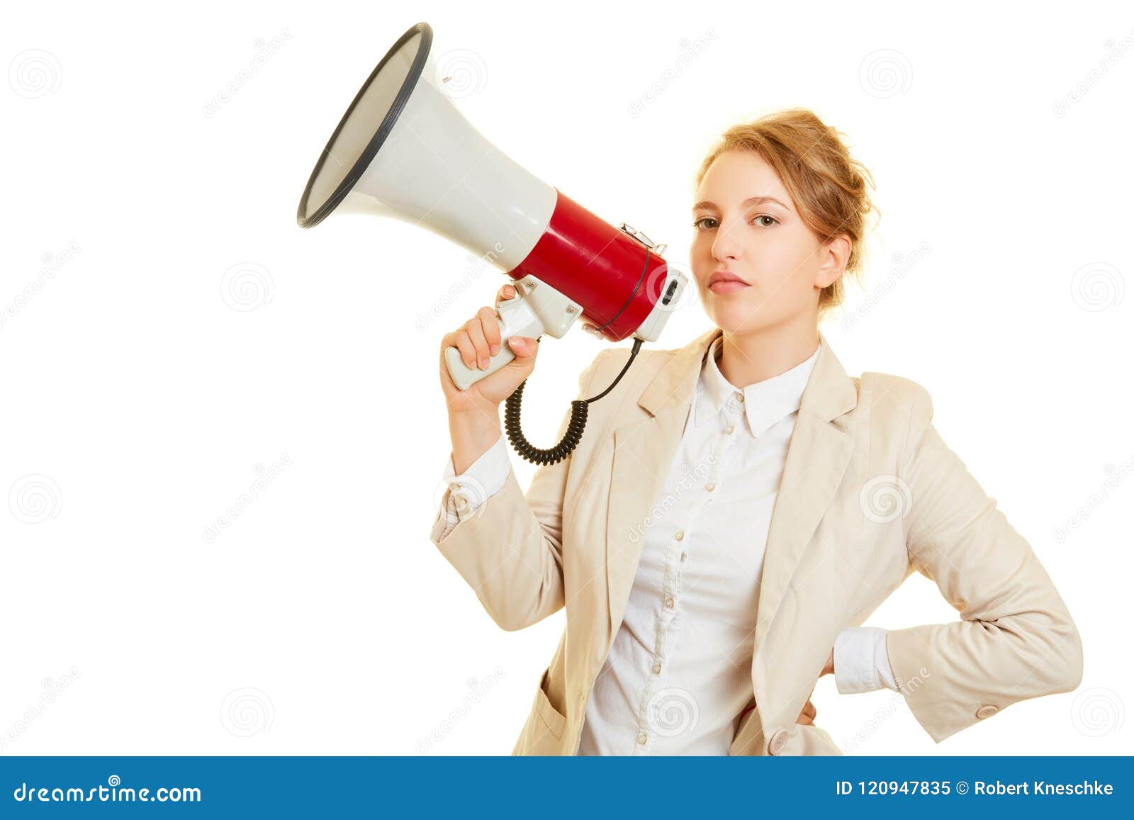 Young Confident Woman with Megaphone Stock Image - Image of woman ...