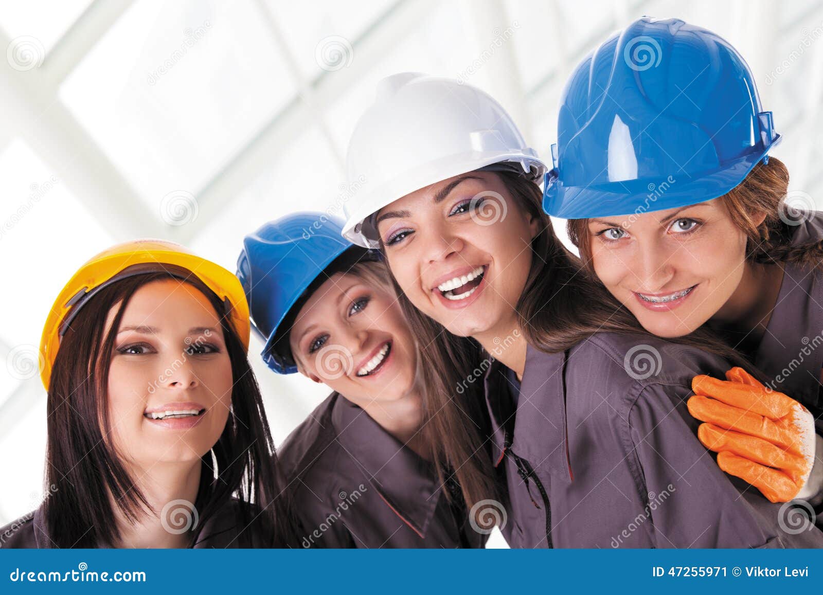 Young Construction Women Workers Stock Image - Image of path ...