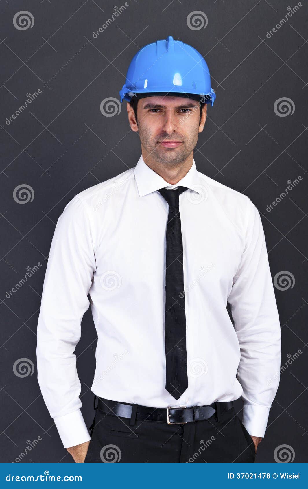 Young Construction Worker in Hard Hat Stock Photo - Image of business ...
