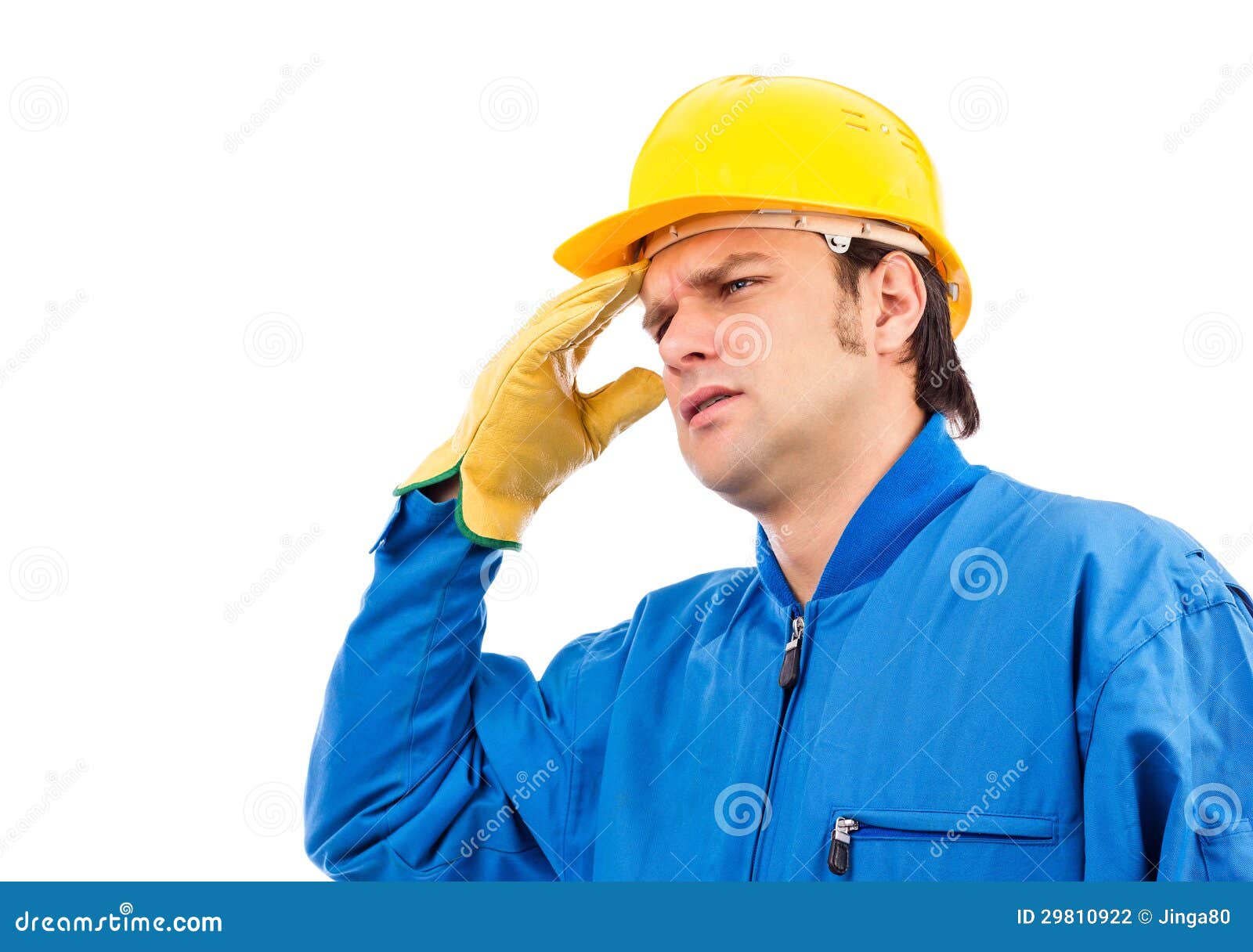 Young Construction Worker Having a Headache Stock Photo - Image of face ...