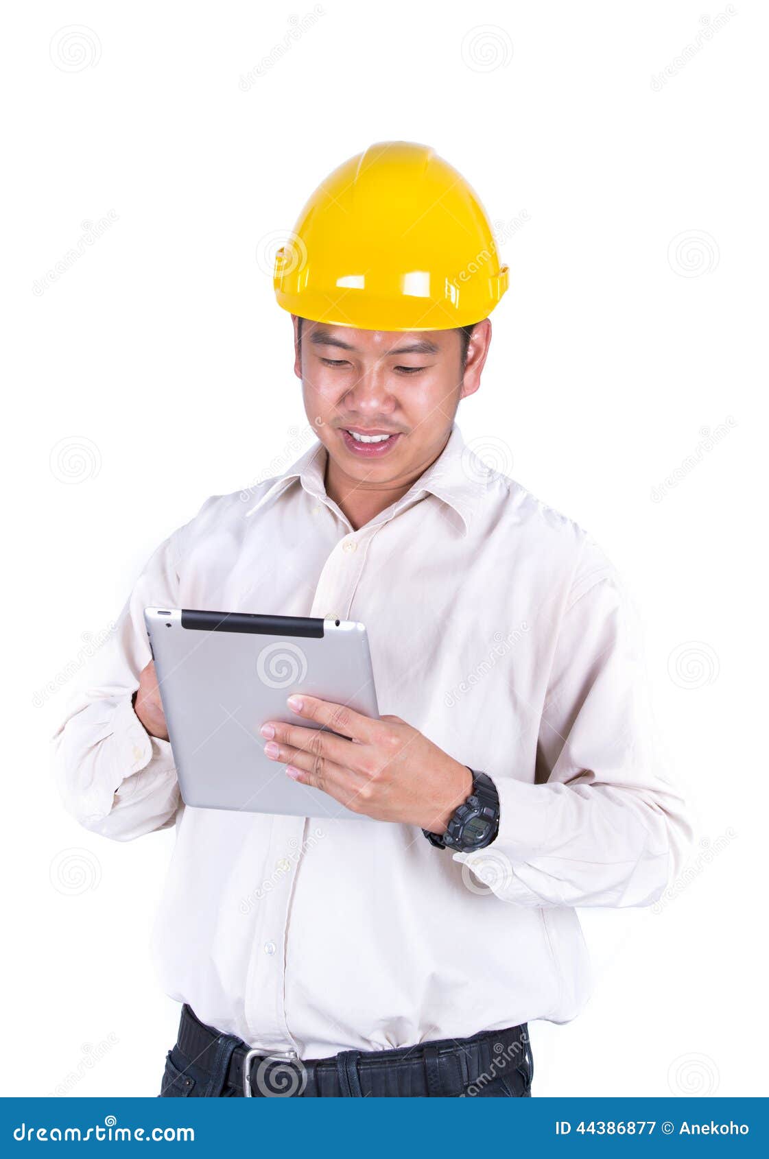 Young Construction Worker Operating Stock Image - Image of builder ...