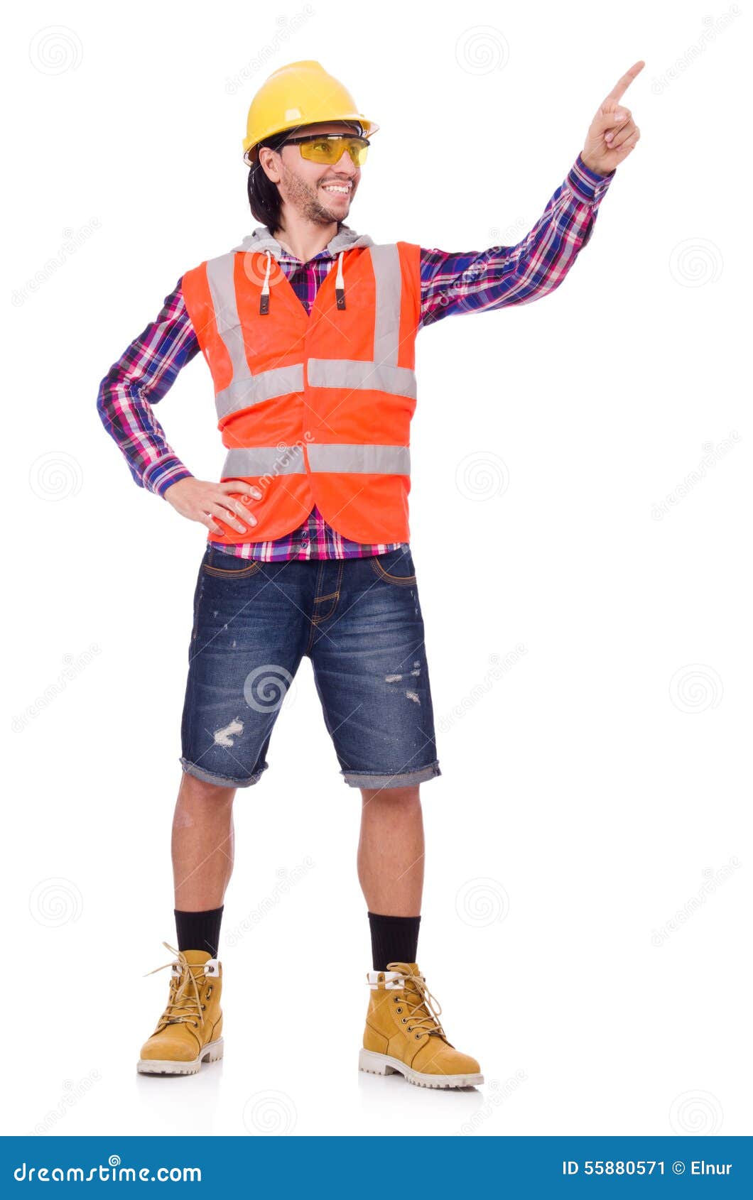 Young Construction Worker Pressing Vurtual Button Stock Image - Image ...
