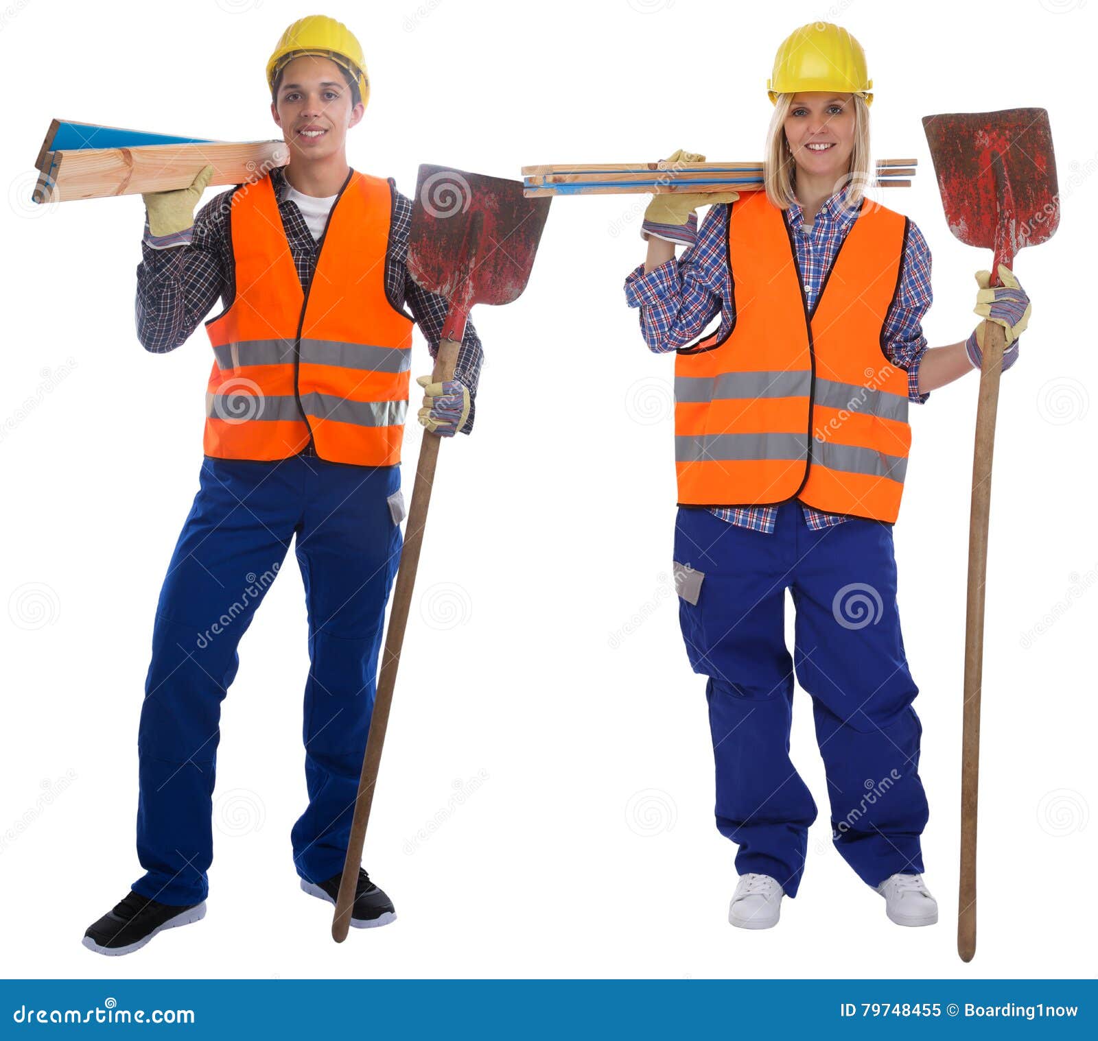 Young Construction Workers Job Full Body Portrait Isolated Stock Image ...