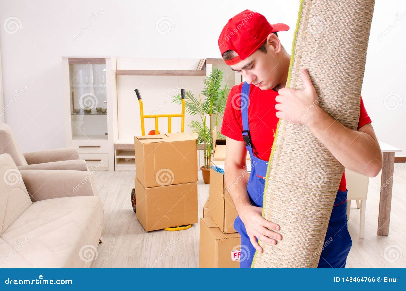 The Young Contractor with Boxes Working Indoors Stock Photo - Image of ...