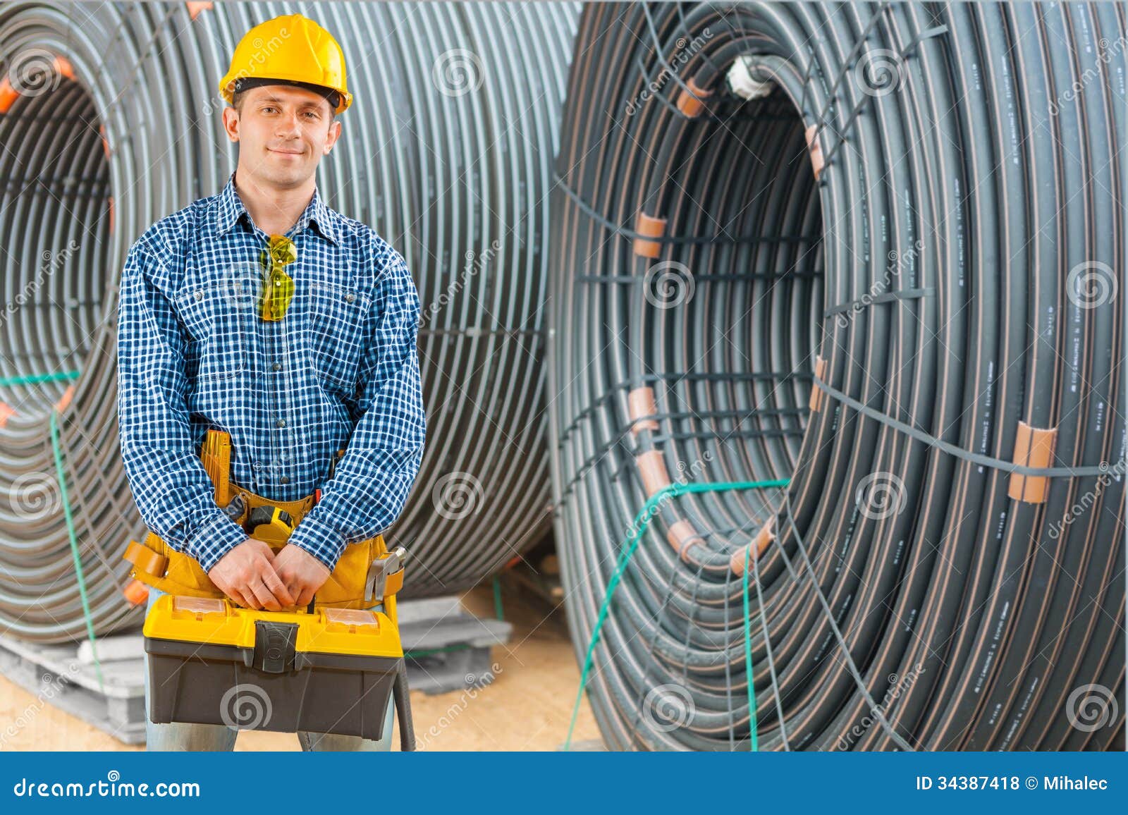 A Young Contractor on Construction Site Stock Photo - Image of ...