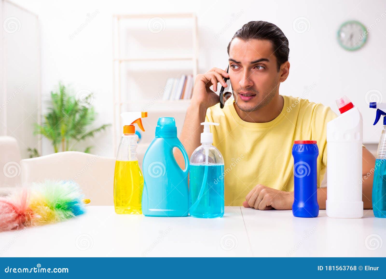 Young Male Contractor Doing Housework at Home Stock Photo - Image of ...