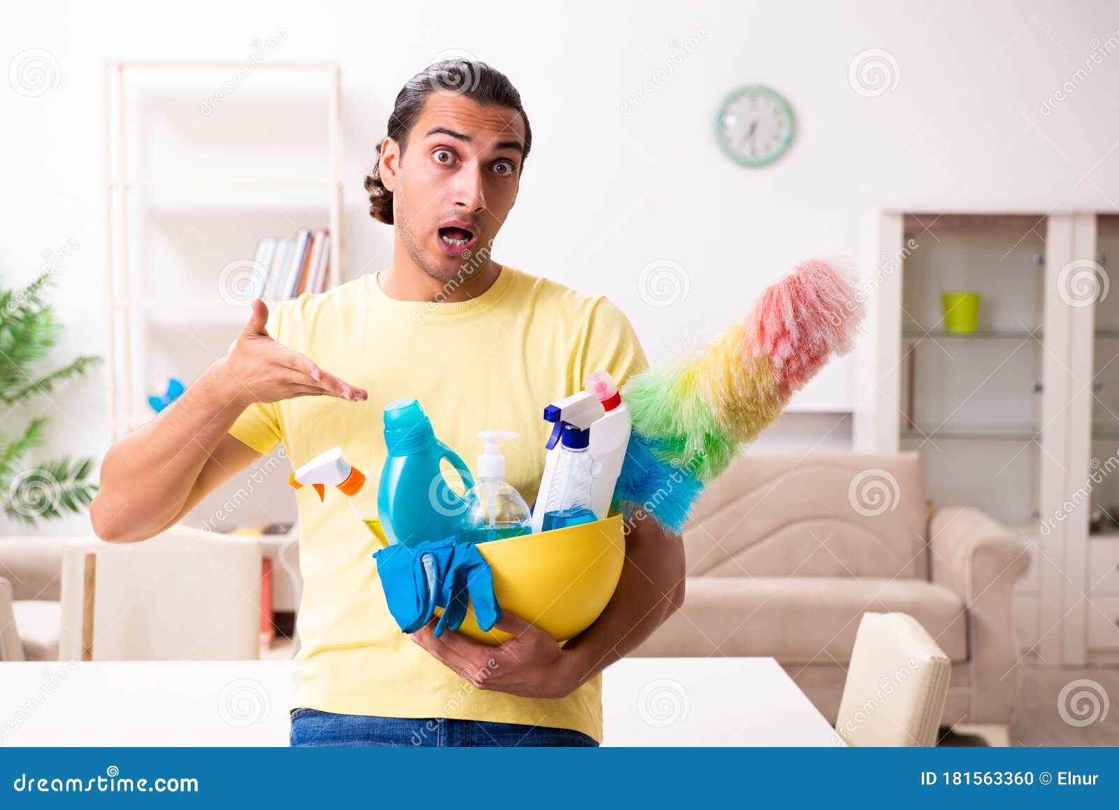 Young Male Contractor Doing Housework at Home Stock Photo - Image of ...