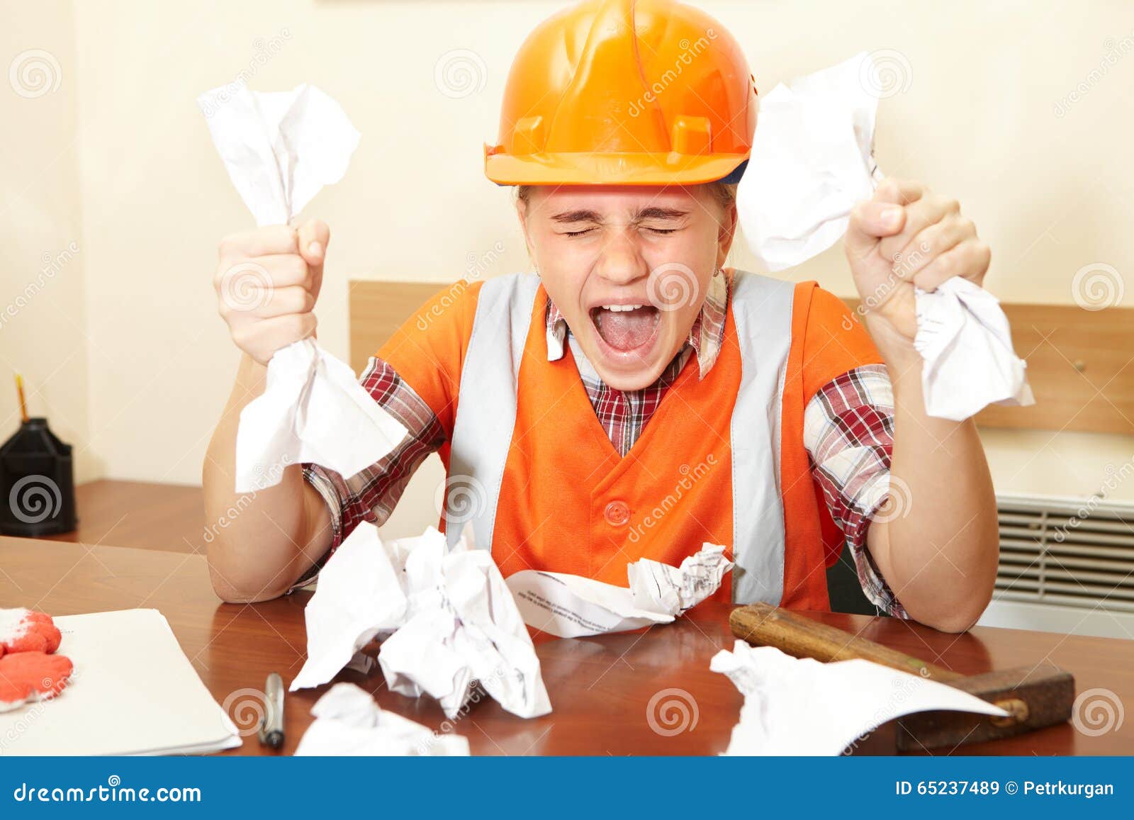 Young Contractor in the Office. Stress Stock Image - Image of frenzy ...