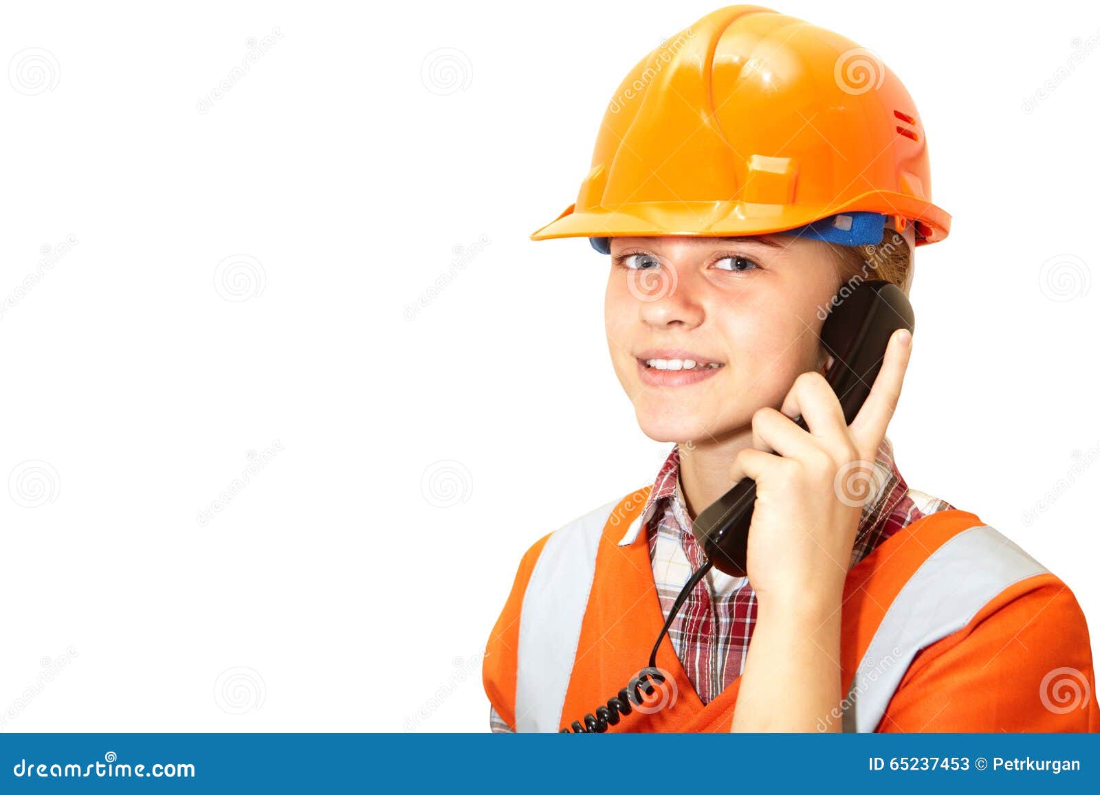 Young Contractor on the Phone in the Office Stock Image - Image of ...