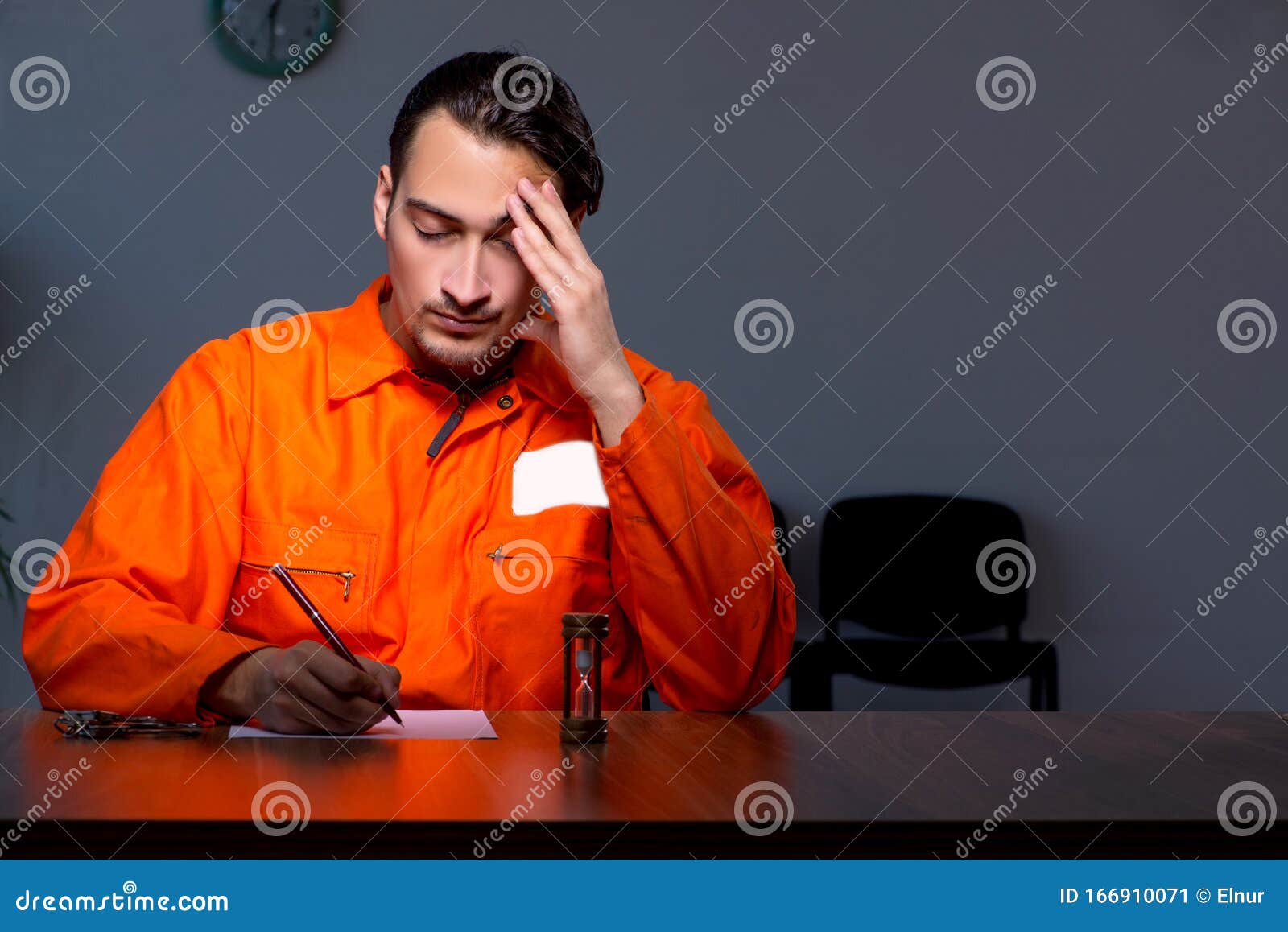 Young Convict Man Sitting in Dark Room Stock Image - Image of ...