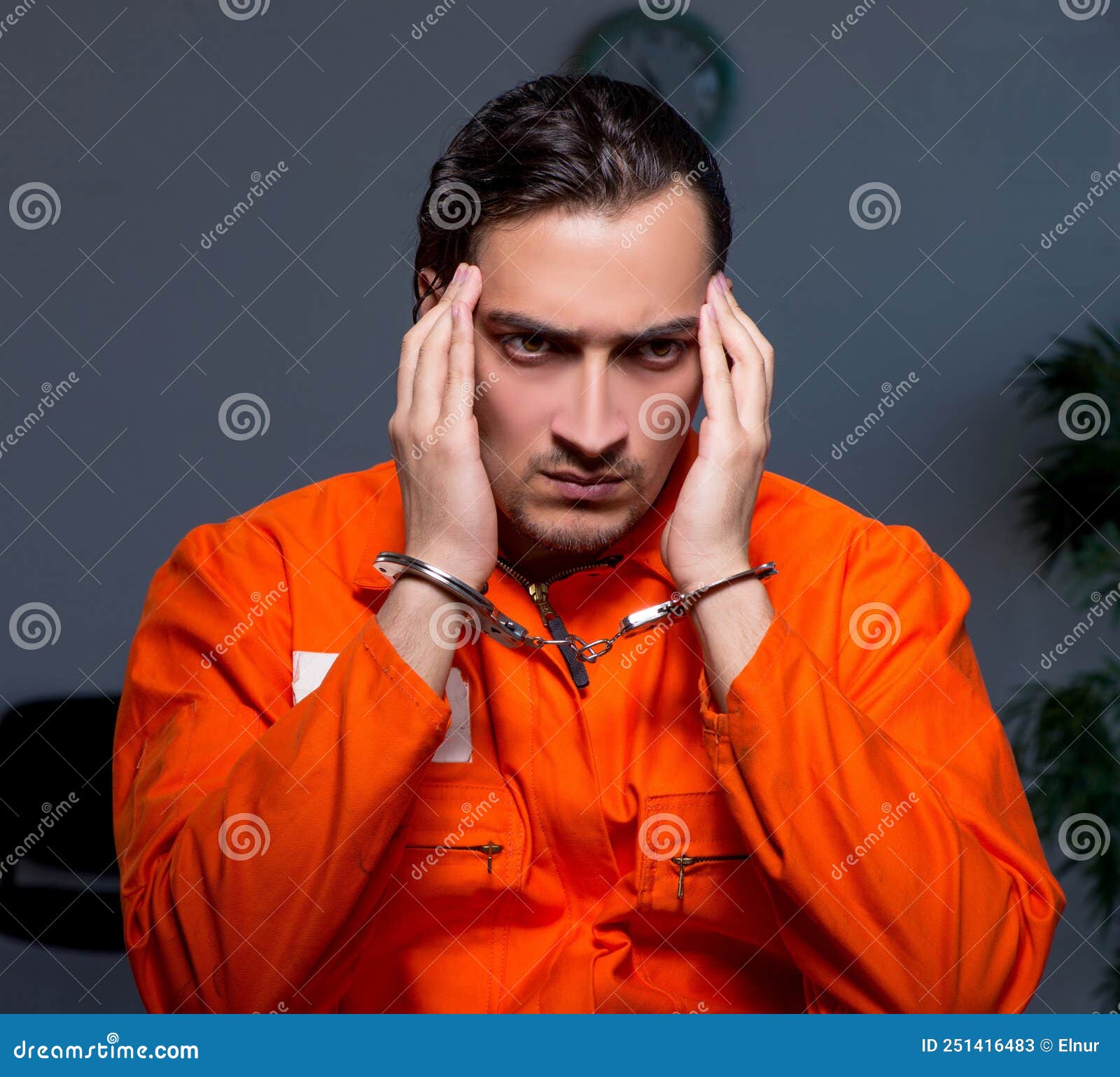 Young Convict Man Sitting in Dark Room Stock Image - Image of captivity ...