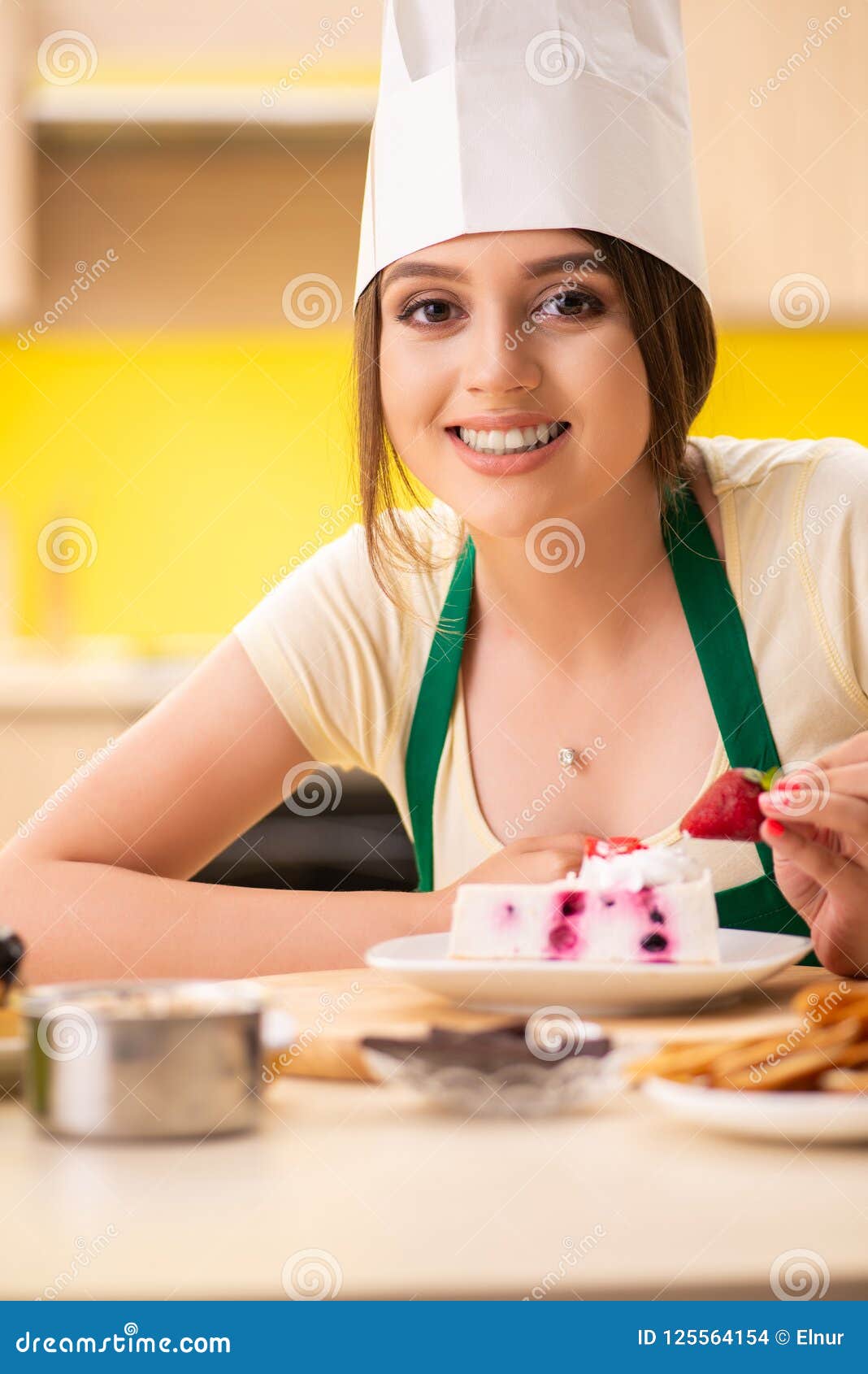 The Young Cook Cooking Cakes in the Kitchen Stock Photo - Image of ...