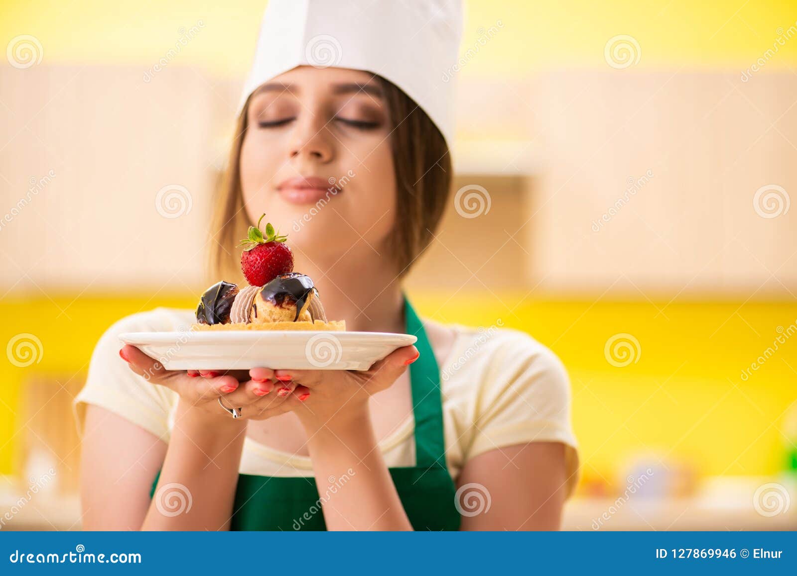 The Young Cook Cooking Cakes in the Kitchen Stock Photo - Image of ...