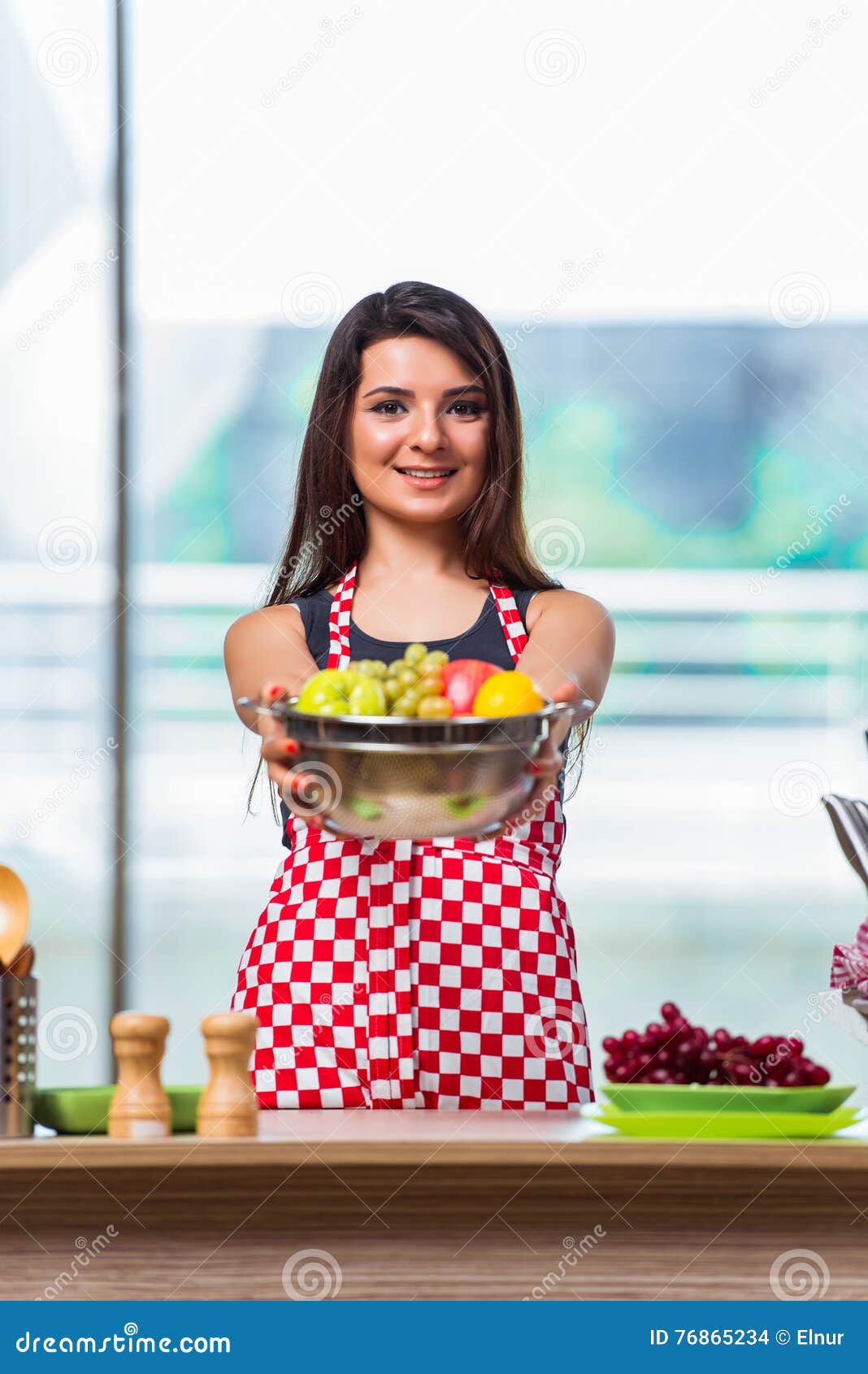The Young Cook with Fruits in the Kitchen Stock Photo - Image of food ...