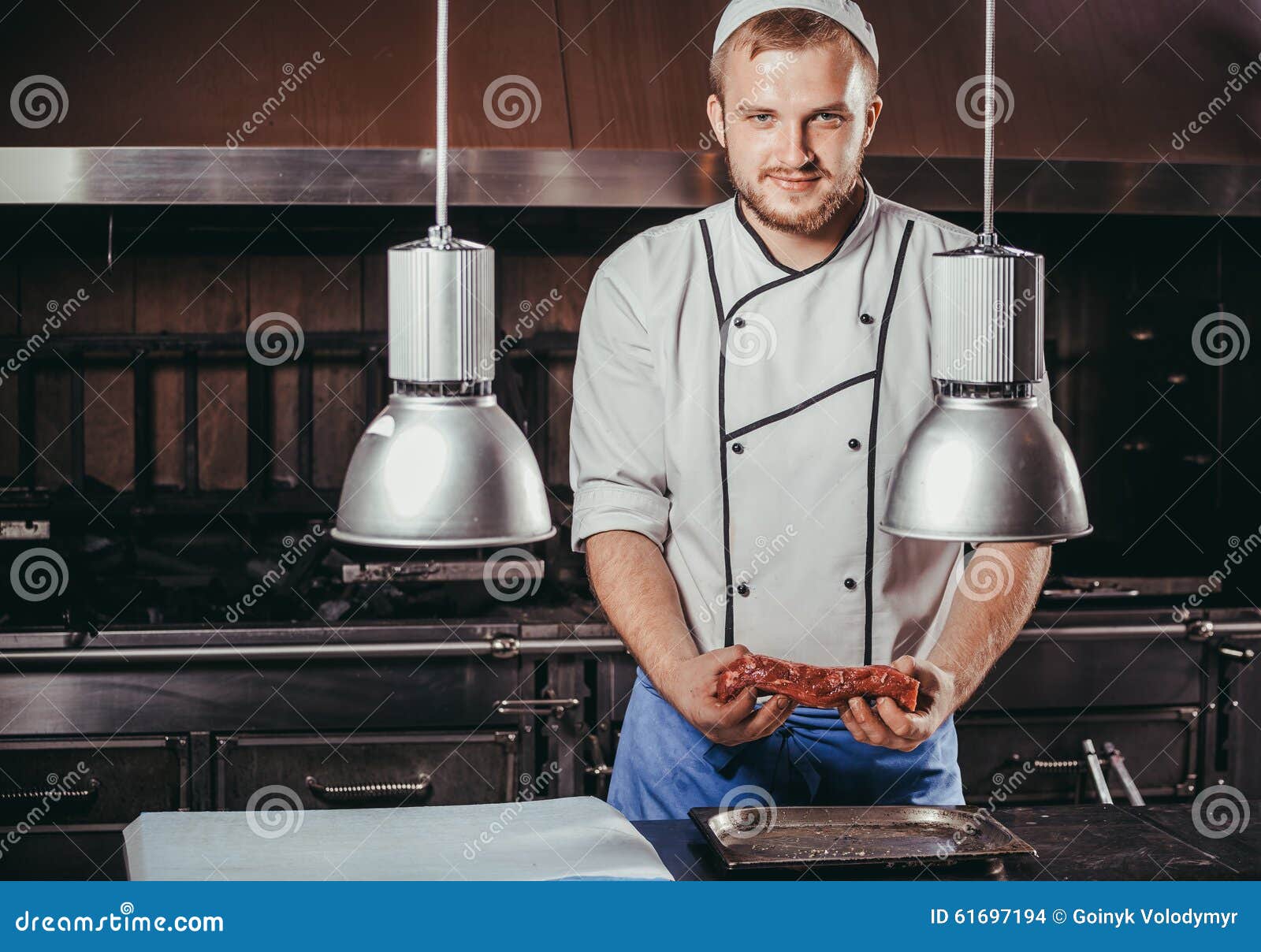 Young Cook in Restaurant Kitchen Stock Photo - Image of profession ...