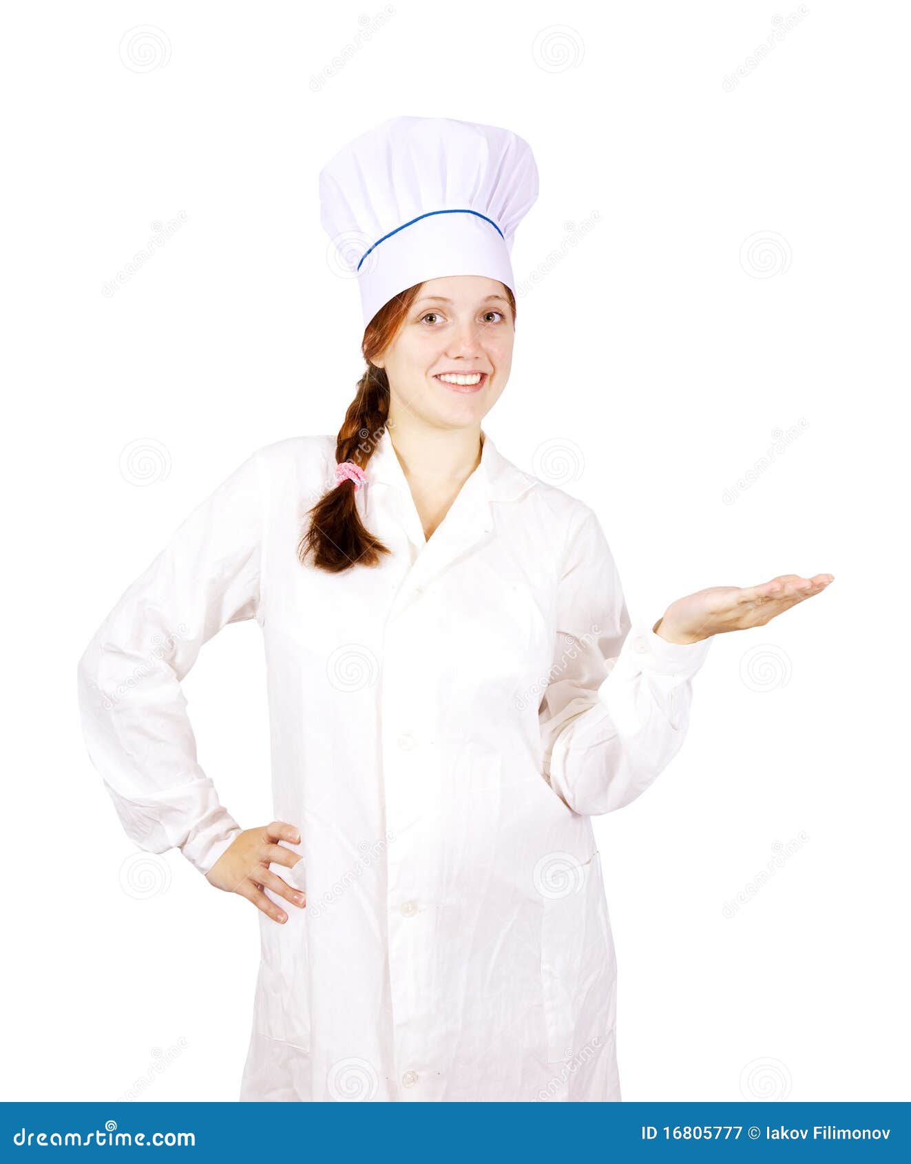 Young Cook Woman is Pointing Stock Image - Image of smiling, sign: 16805777