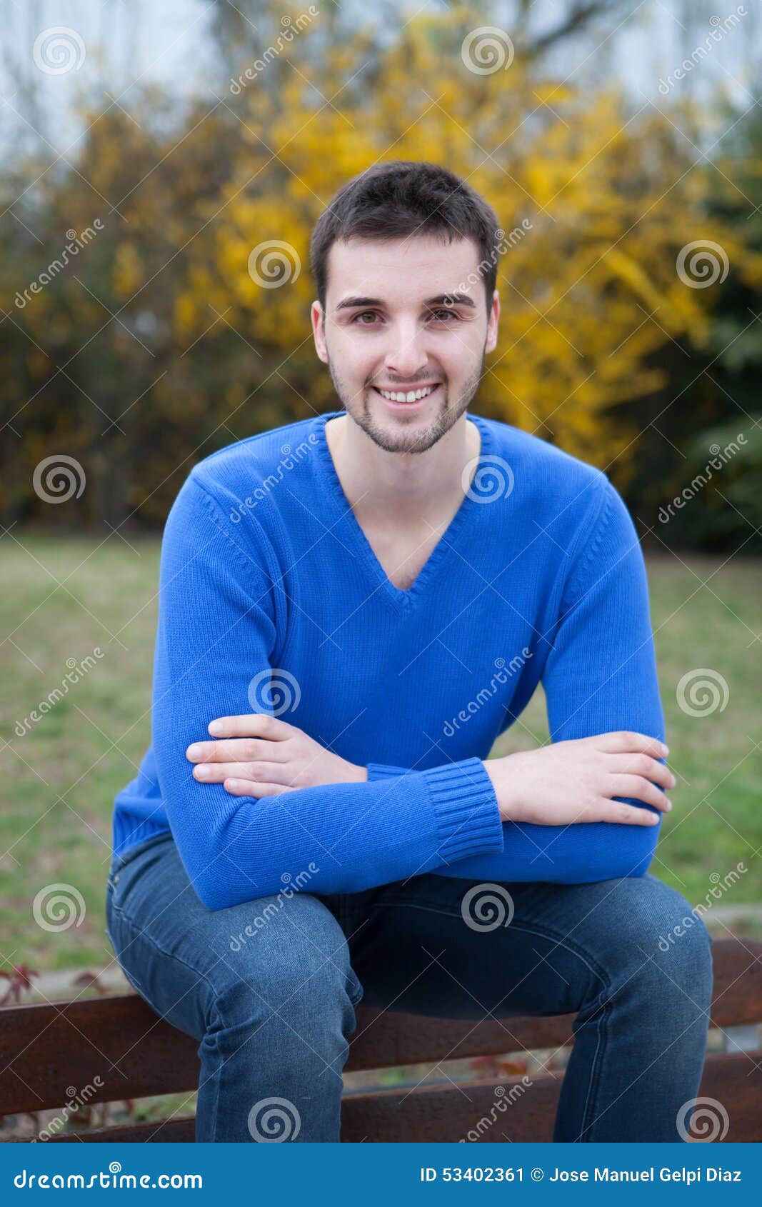 Young Cool Man Sitting on a Bank Stock Image - Image of beauty ...