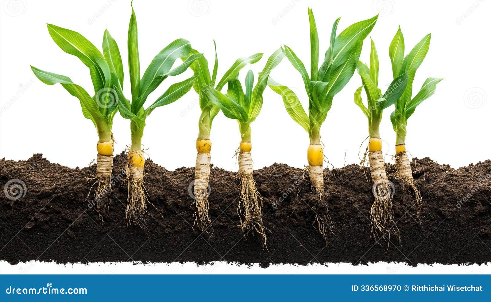 Young Corn Plants Sprouting from the Soil, Reaching for the Sun Stock ...