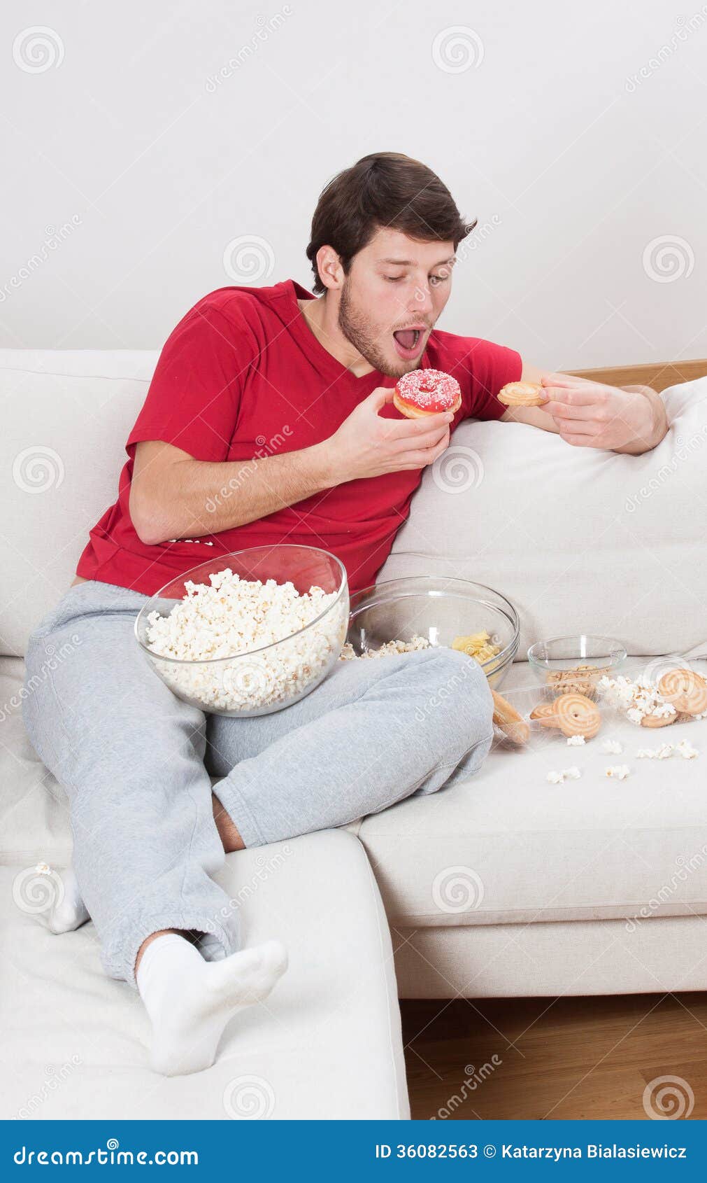 Young couch potato stock image. Image of looking, happiness - 36082563