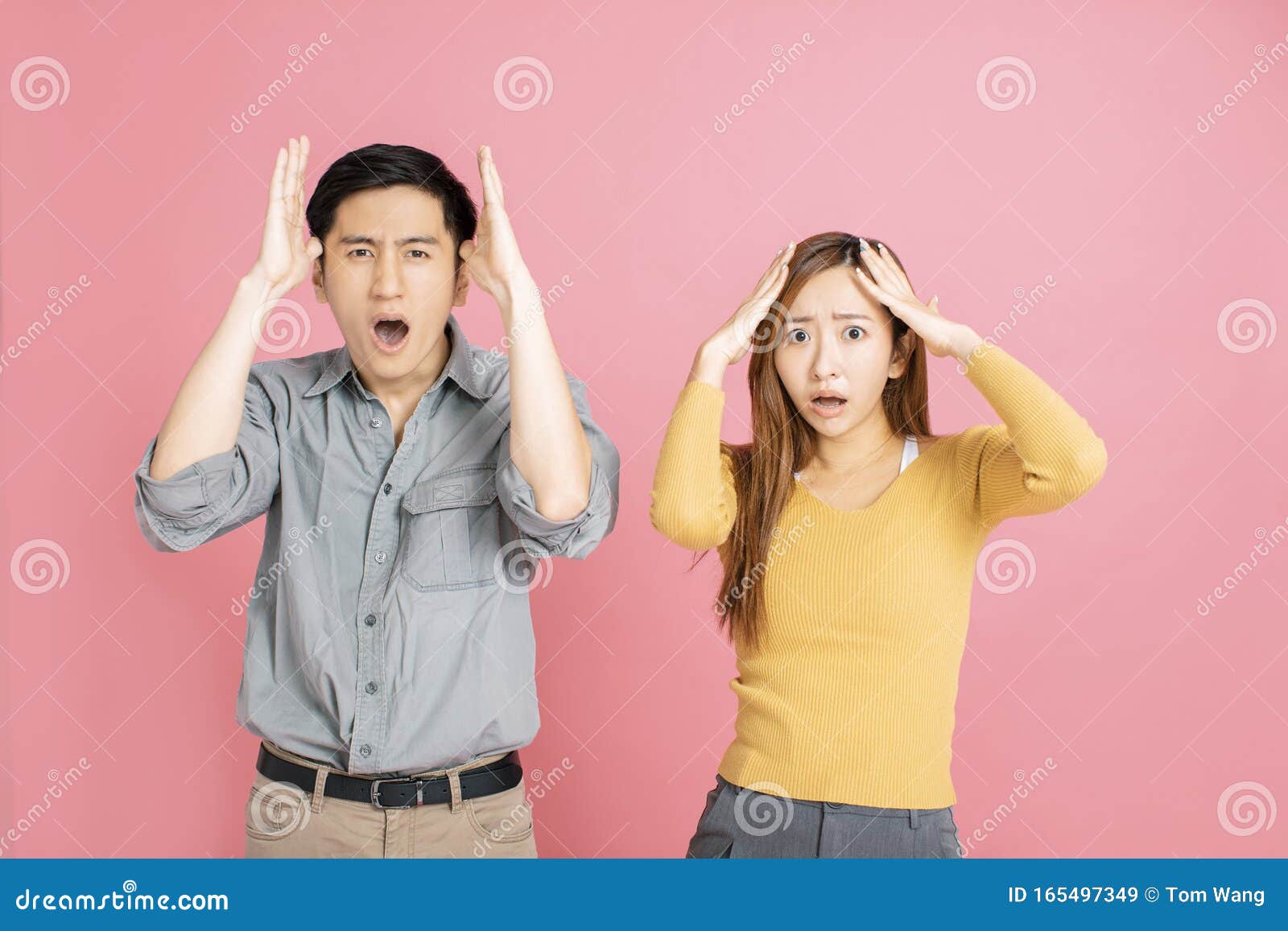 Young Couple Afraid and Shocked with Surprise Expression Stock Image ...